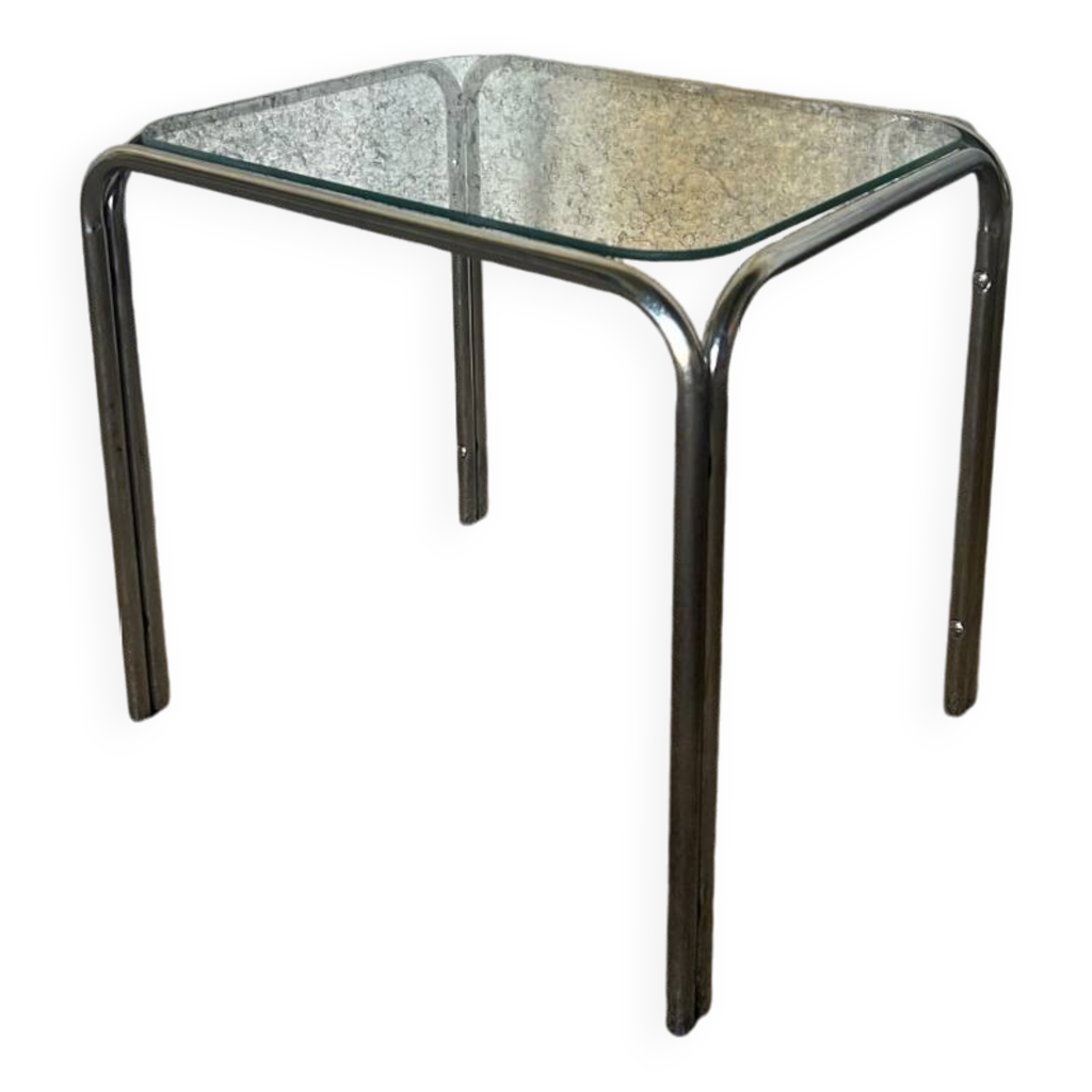 Table basse, table d’appoint chrome et verre | Selency