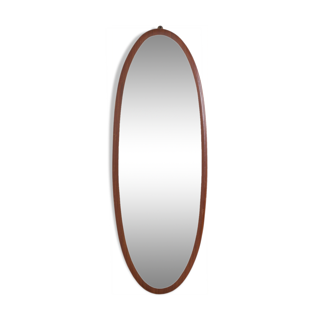 Miroir italien cadre ovale en acajou années 60 | Selency