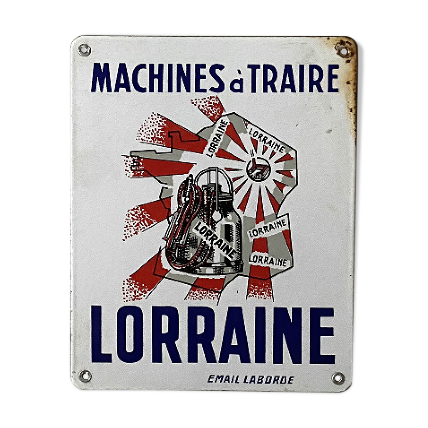 Plaque émaillée "Machine à traire - Lorraine" | Selency