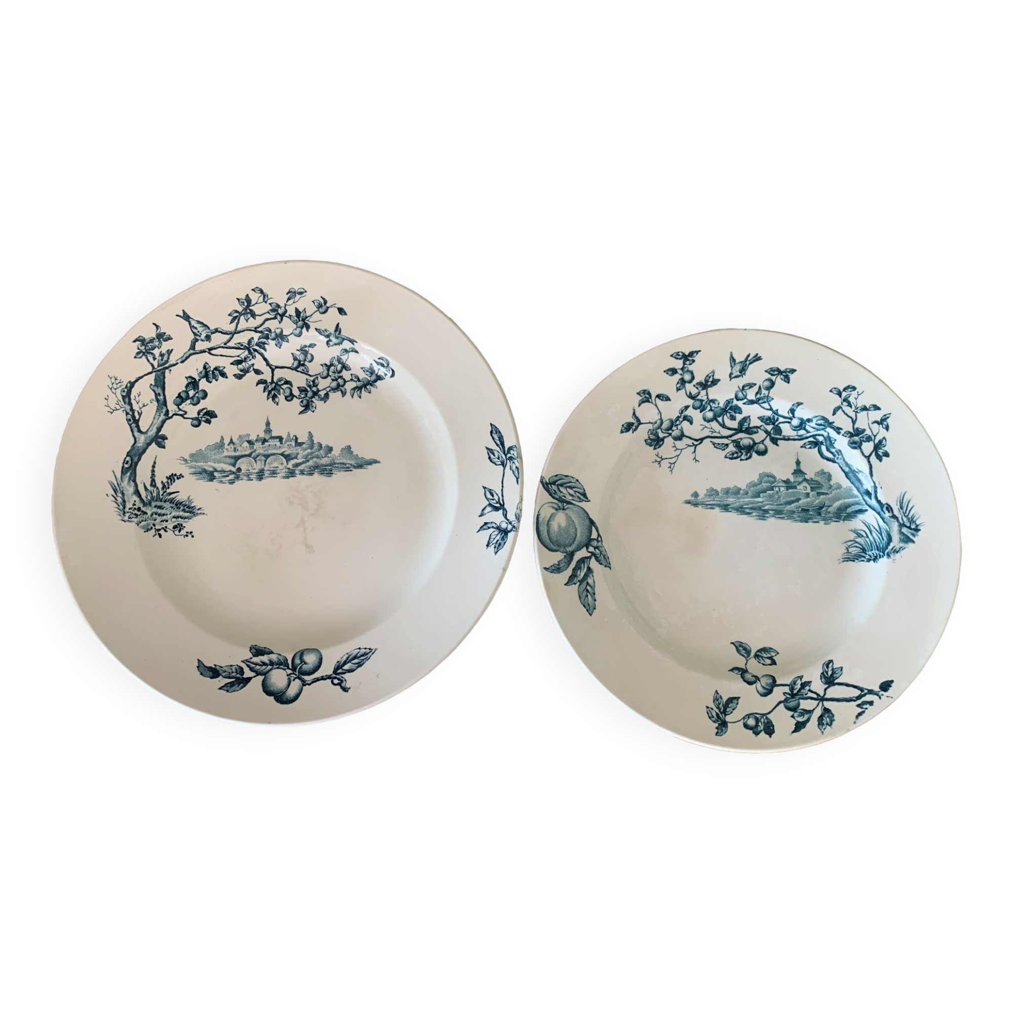 Paire de plats anciens en faïence Jules Vieillard - Bordeaux | Selency