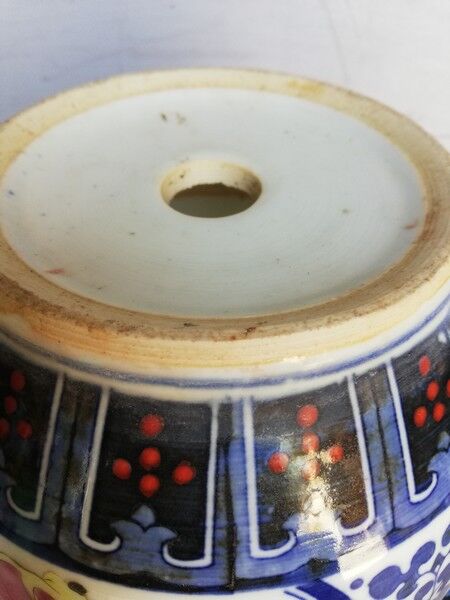 Cache pot - chinese porcelain 4 cartouches animé | Selency
