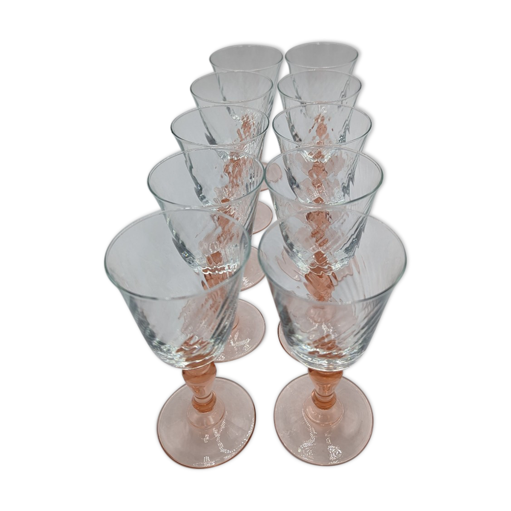 10 petits verres à pied en verre pieds rose | Selency