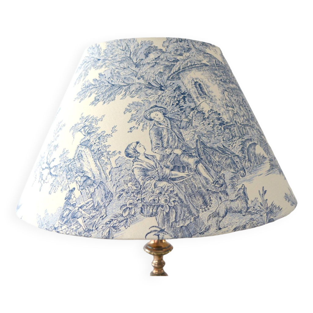 Abat-jour vintage en toile de Jouy | Selency