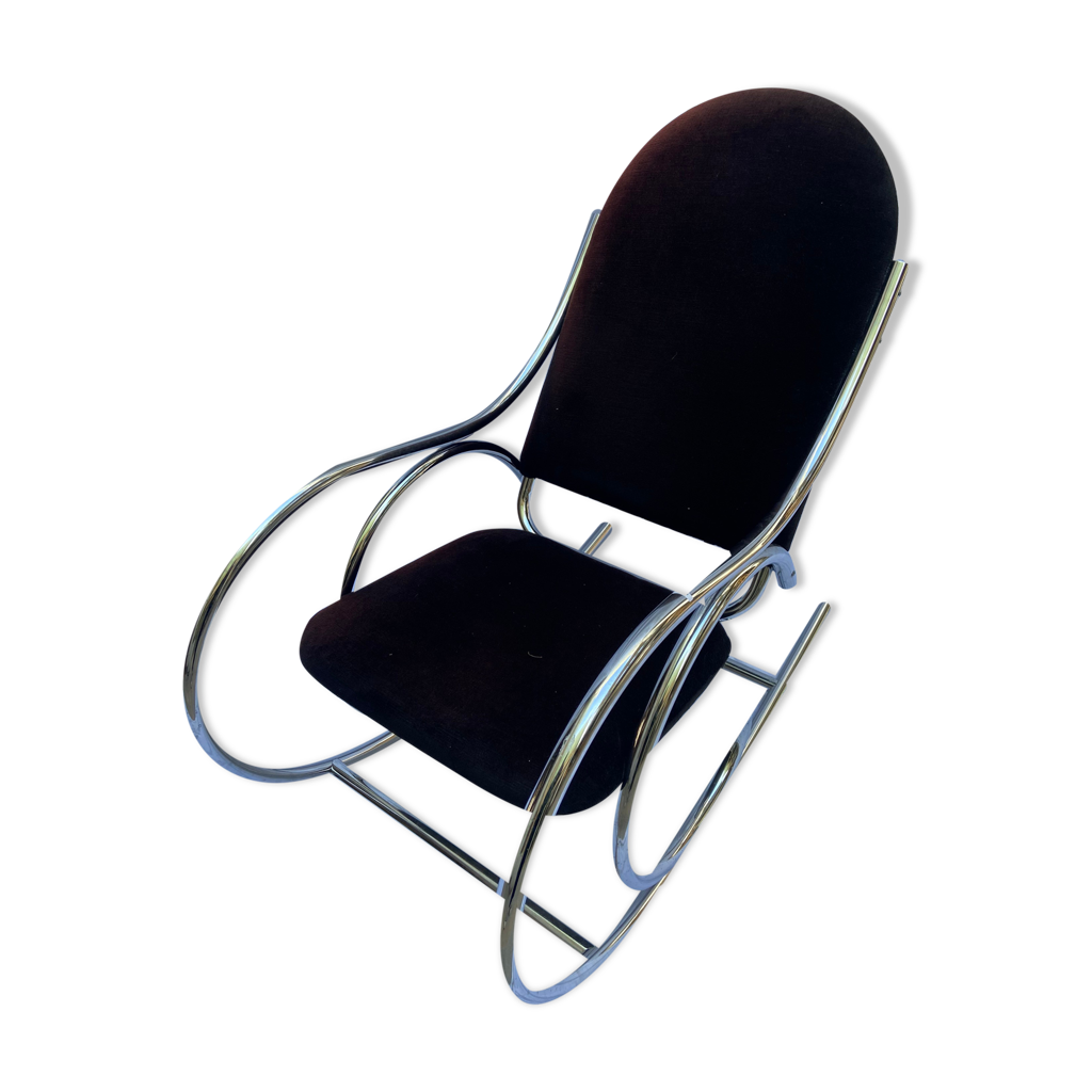 Fauteuil rocking chair velours marron travail Français | Selency