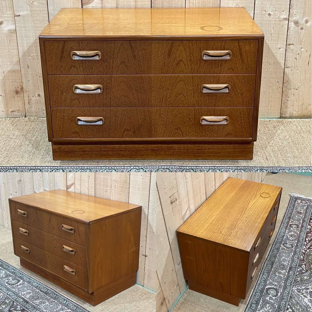 Low 3-drawer chest of drawers from the GPlan brand in teak from the 70s ...