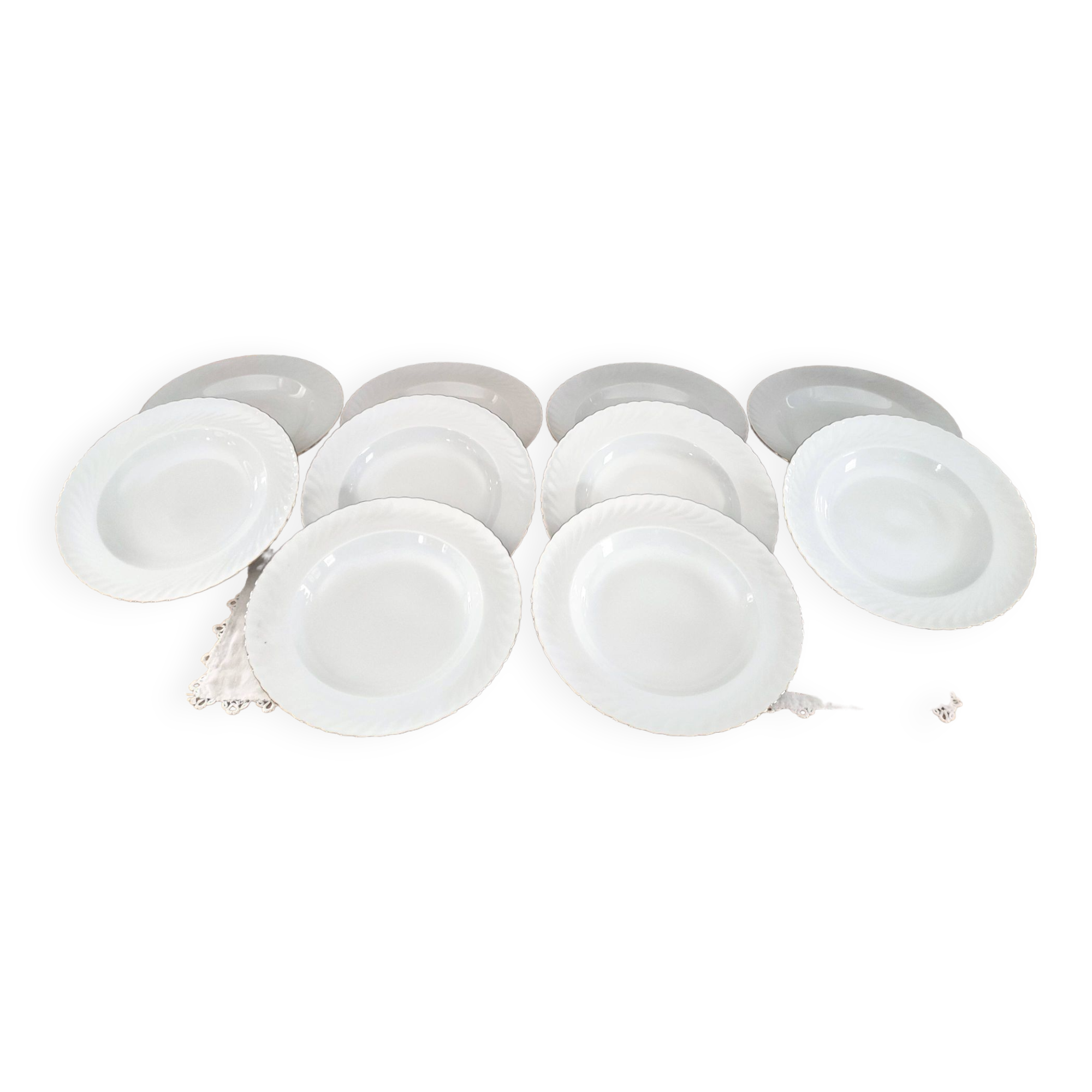 Lot 1 de 10 assiettes creuses en porcelaine blanche Royal Tettau ...