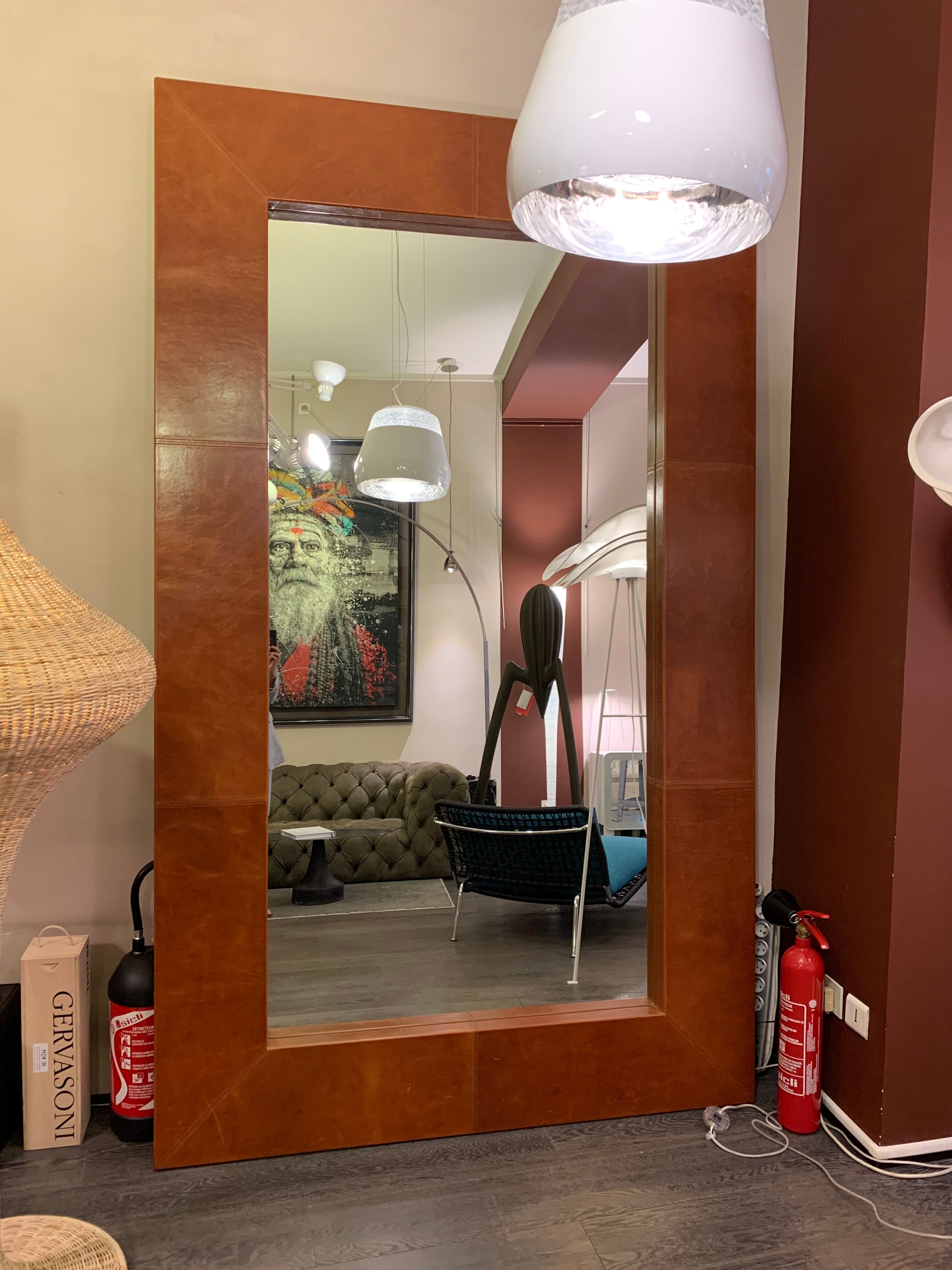 Miroir cuir edimburgo - desiner tuscany marina - baxter | Selency