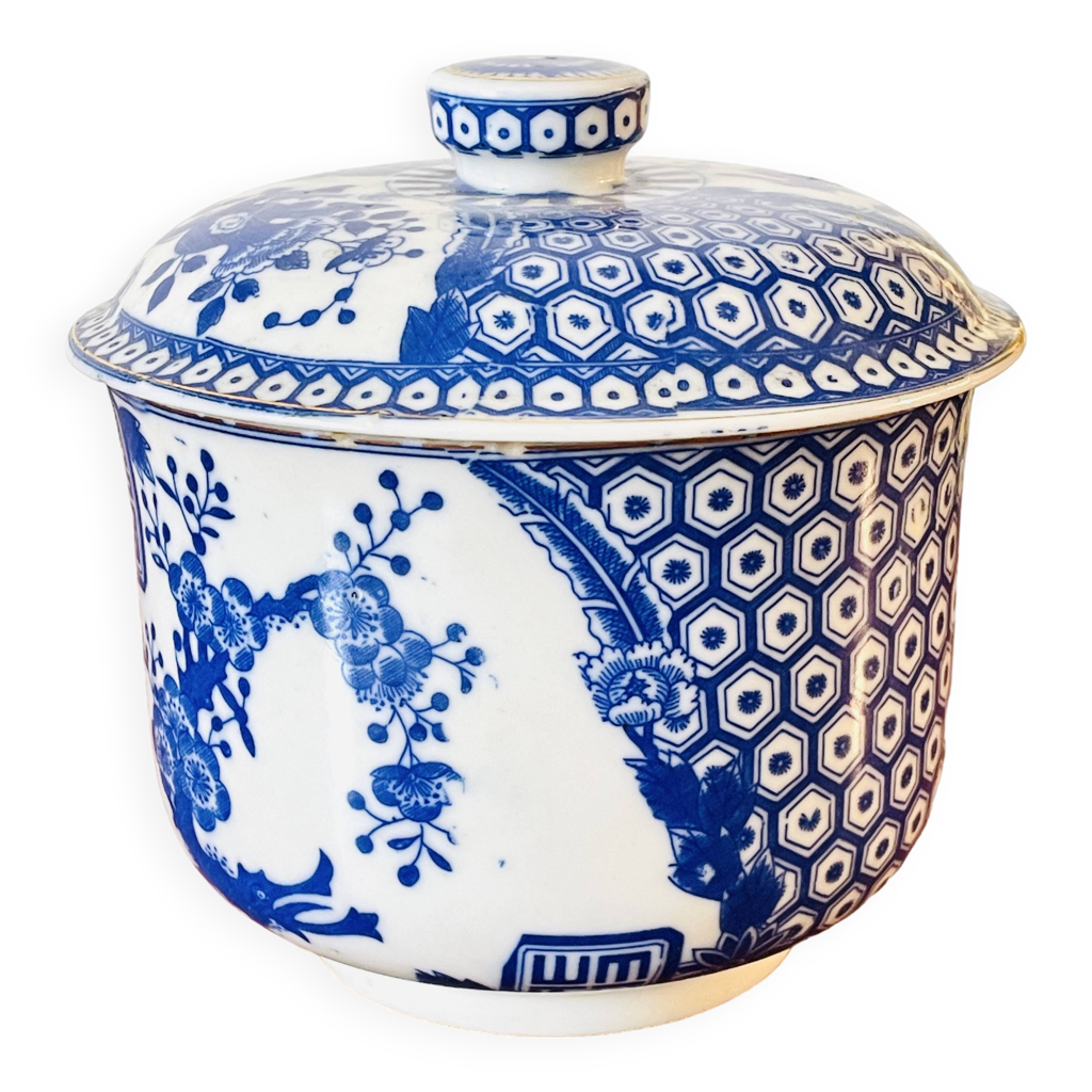 Vietnam Bleu de Huê Magnifique Pot couvert en porcelaine de Danang ...