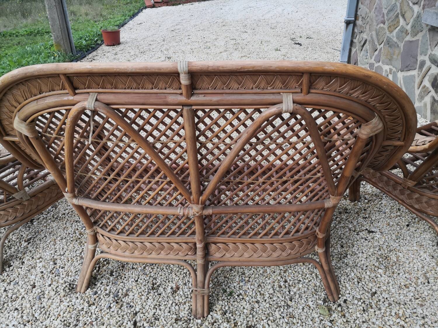 Salon rotin osier (ancien) trois pièces | Selency