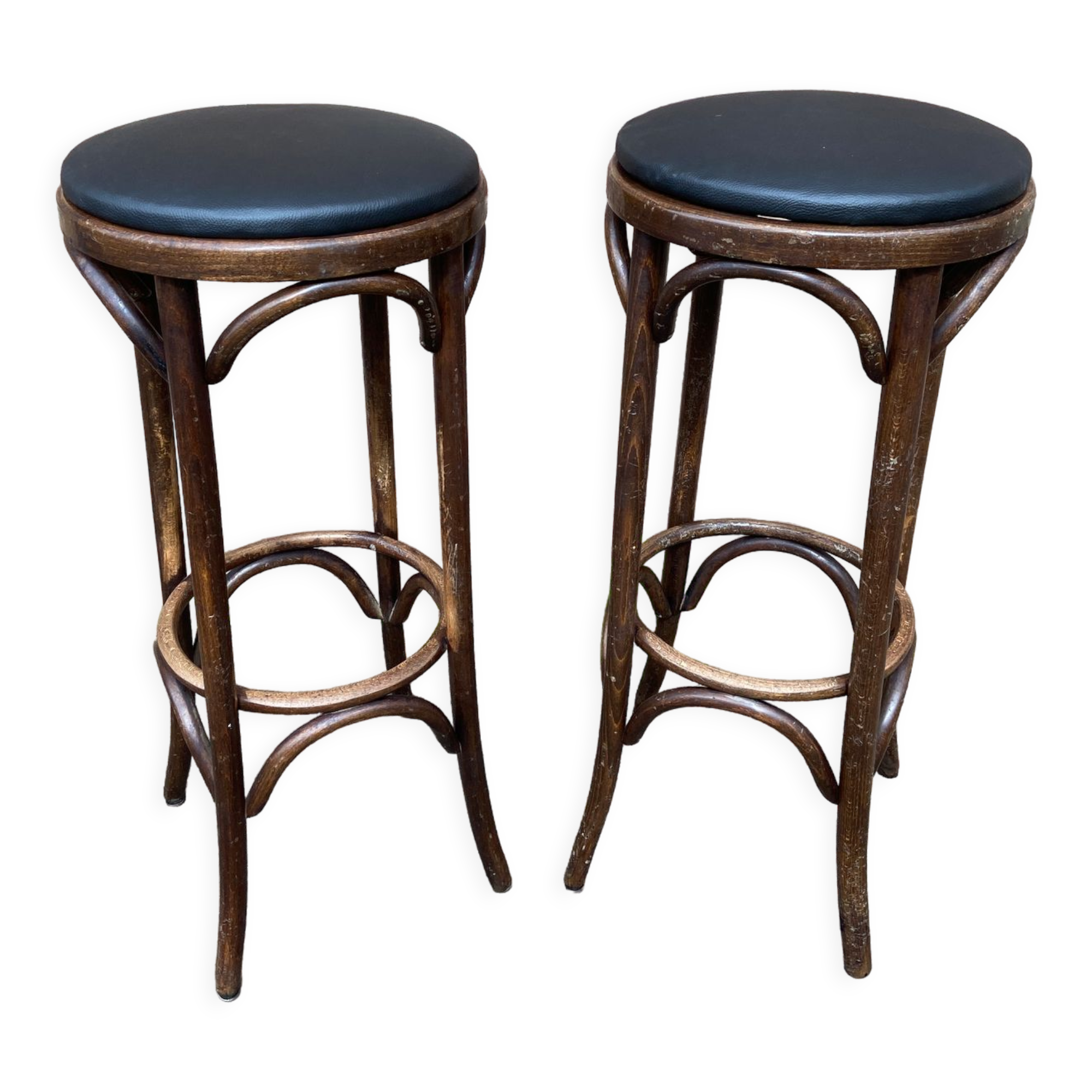 Paire de tabourets de bar bois courbé 1950 | Selency