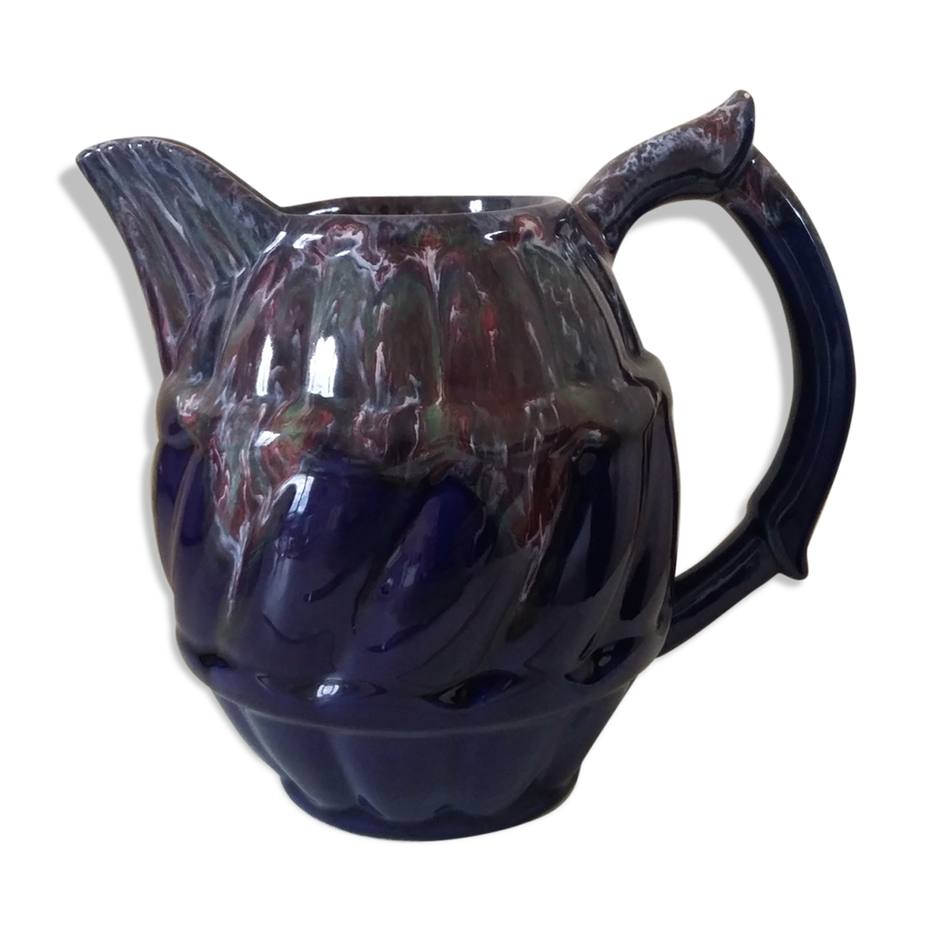 Pichet en faïence flamée bleue | Selency