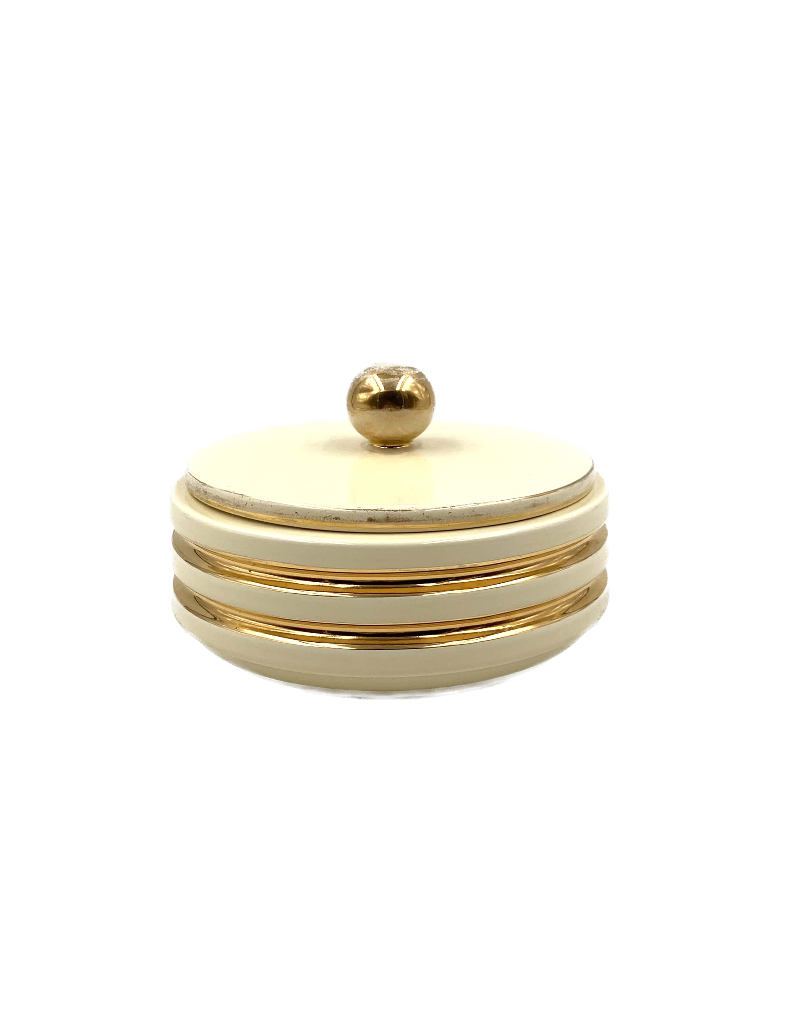 Jean Robj, Art Deco white and gold ceramic box, Robj Paris, France ...