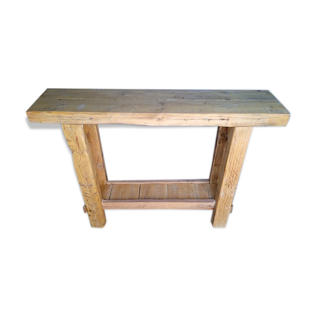 Console brutaliste 120 cm bois massif | Selency