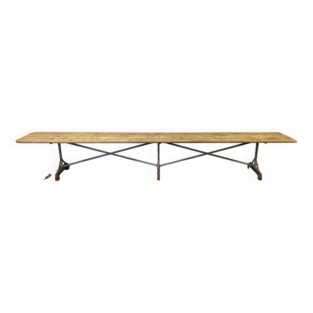 Table de bistrot ou de guinguette en bois et fer vers 1880-1900 | Selency