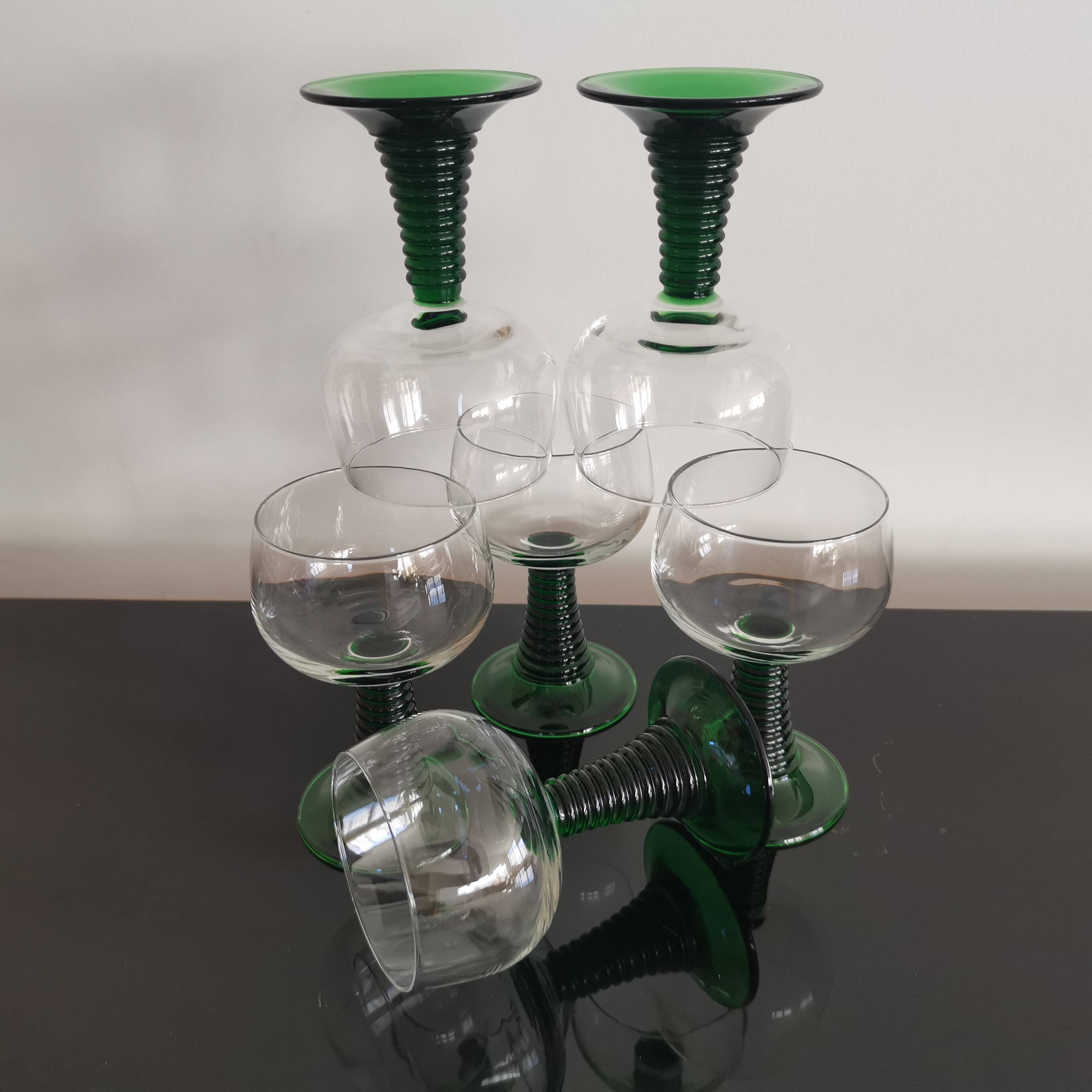 6 grands verres style Roemer pied torsadé vert Luminarc | Selency