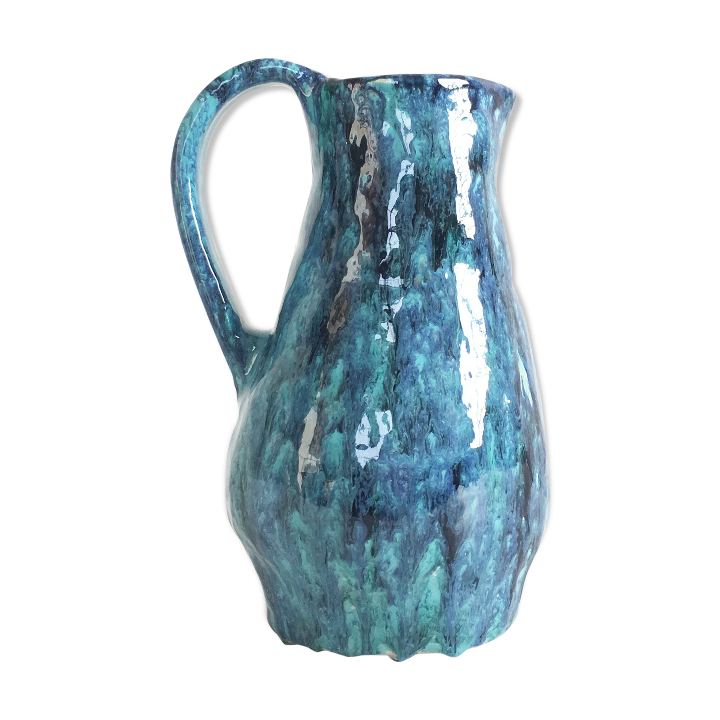 Carafe ou pichet en céramique vintage bleu | Selency