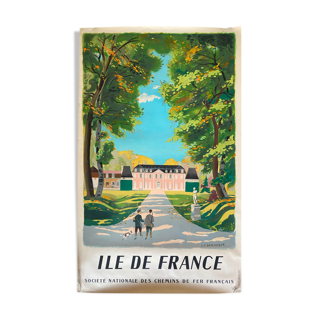 Affiche originale tourisme "Ile de France" 62x100cm 1945 | Selency