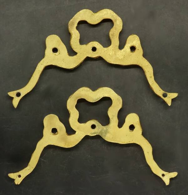 Paire de frontons au noeud style Louis XVI en bronze doré | Selency