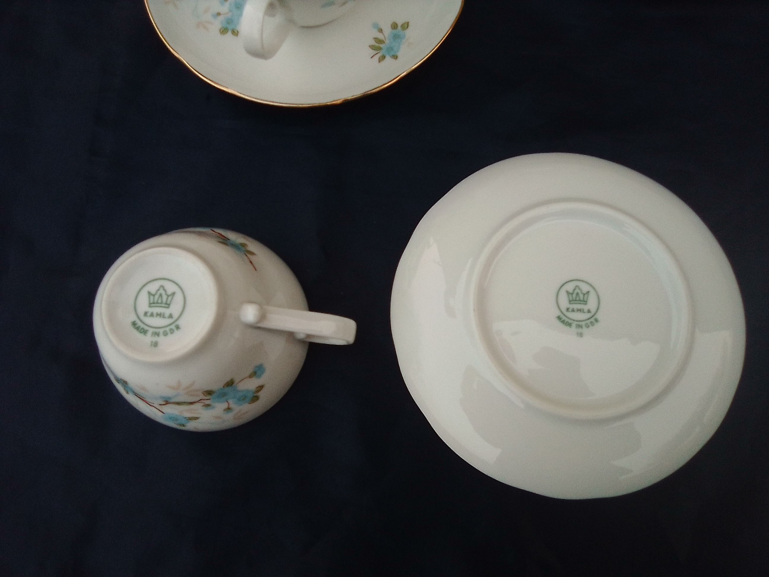 Kahla porcelain coffee service made in GDR blue flower pattern | Selency