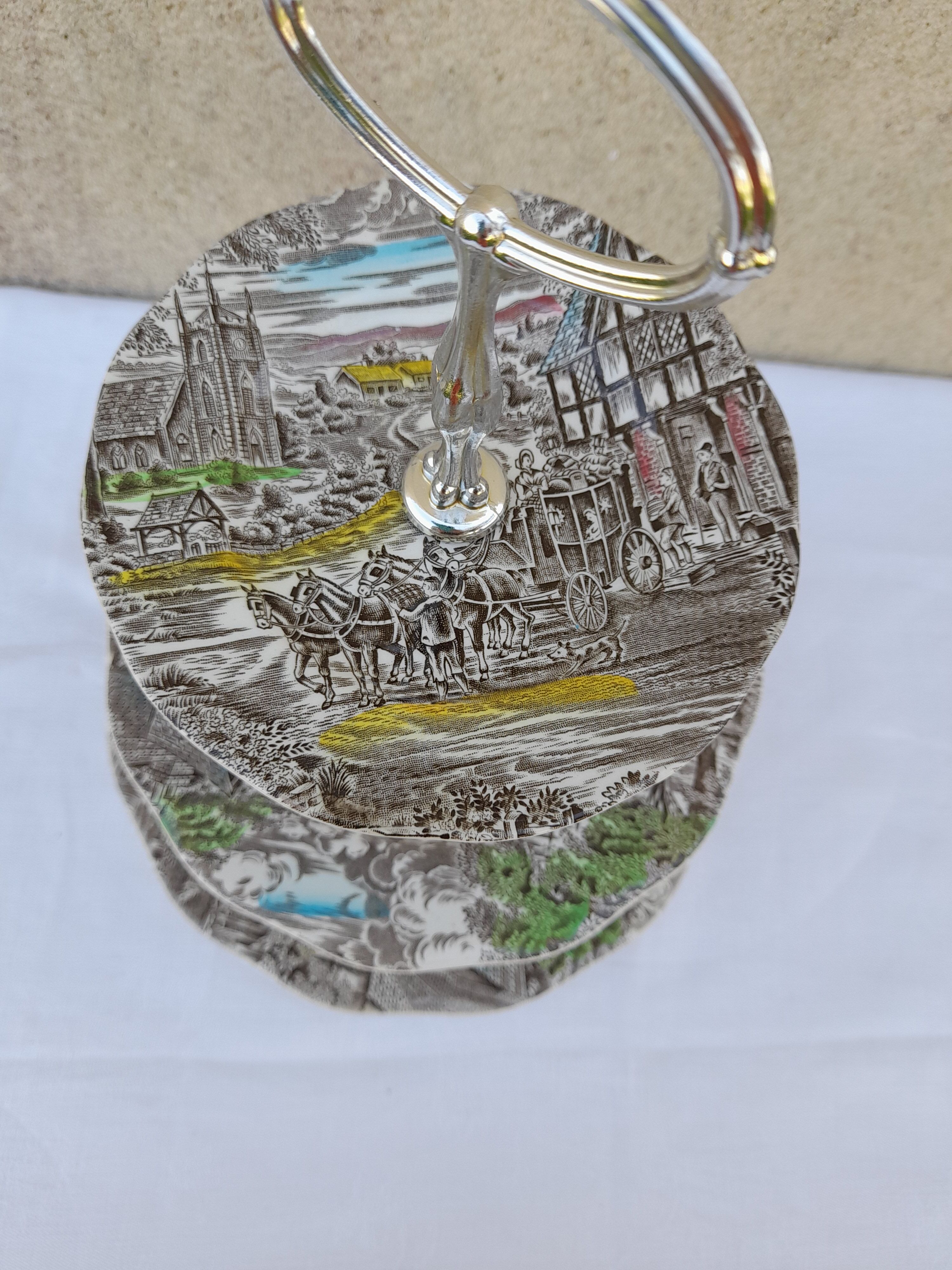 Serviteur 3 plateaux Furnival Staffordshire Dickens Coaching days H 37 ...