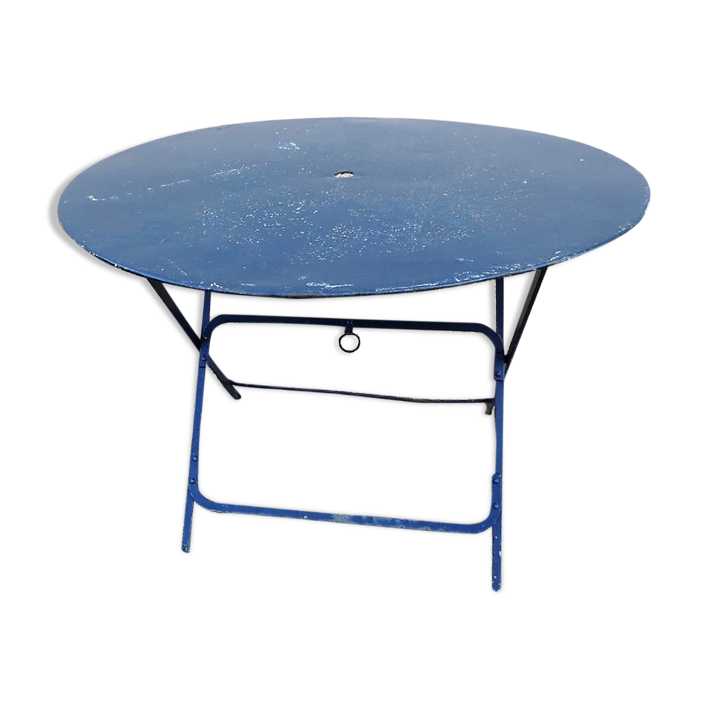 Table ronde ancienne en fer pliante | Selency