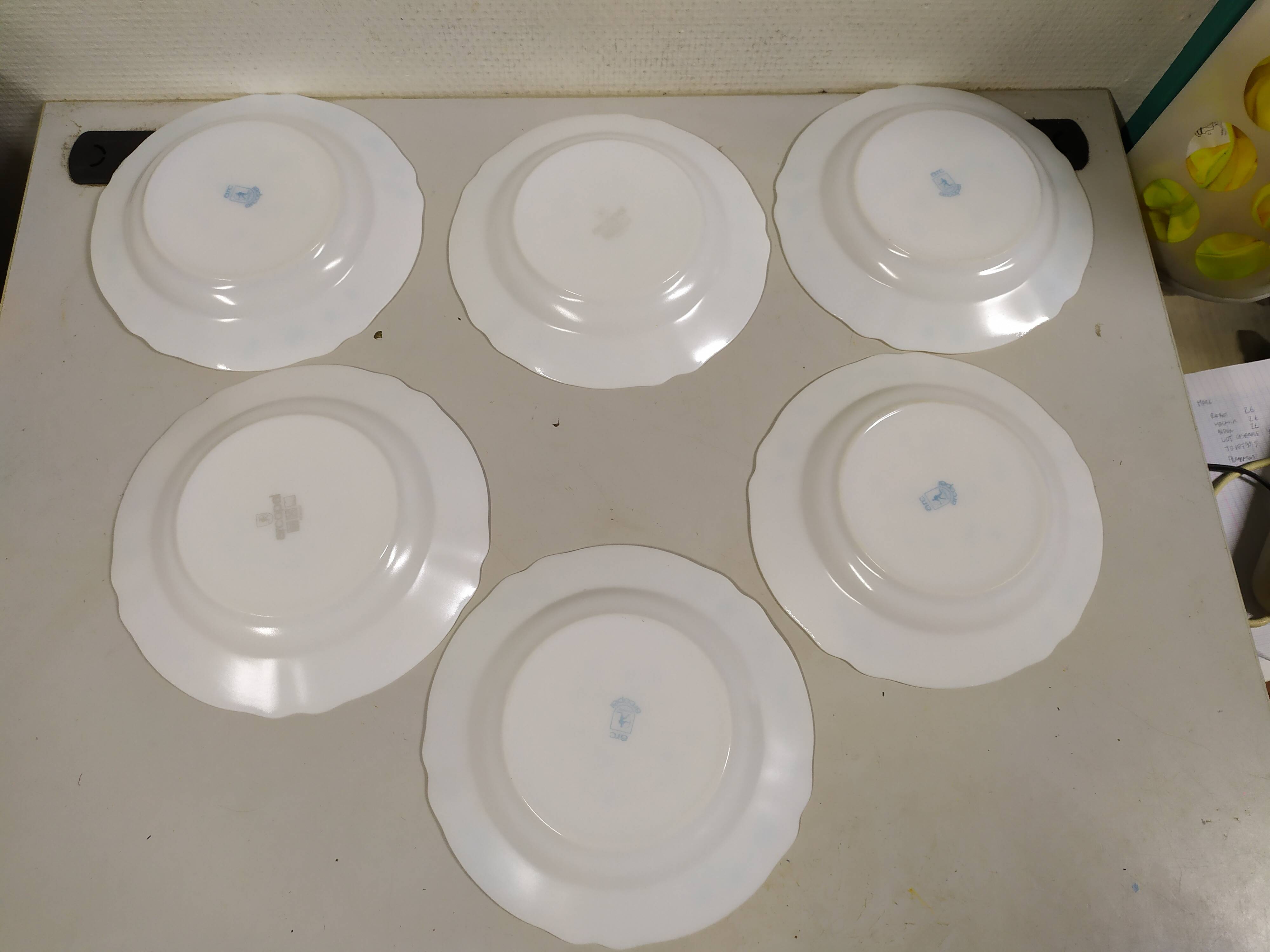 Set of 6 Arcopal Véronica Myosotis vintage blue flower soup plates ...