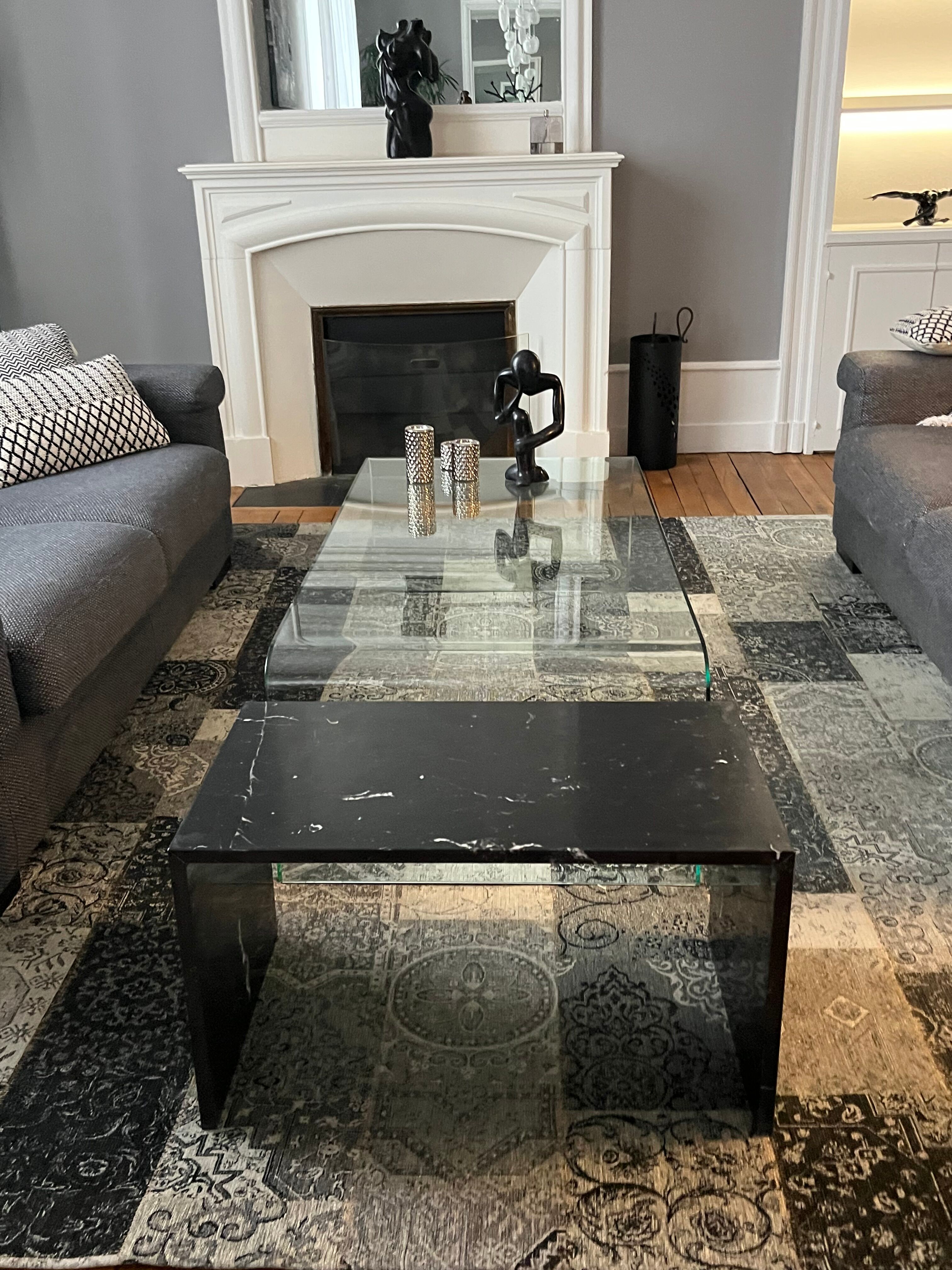 Coffee table in matte black marble | Selency