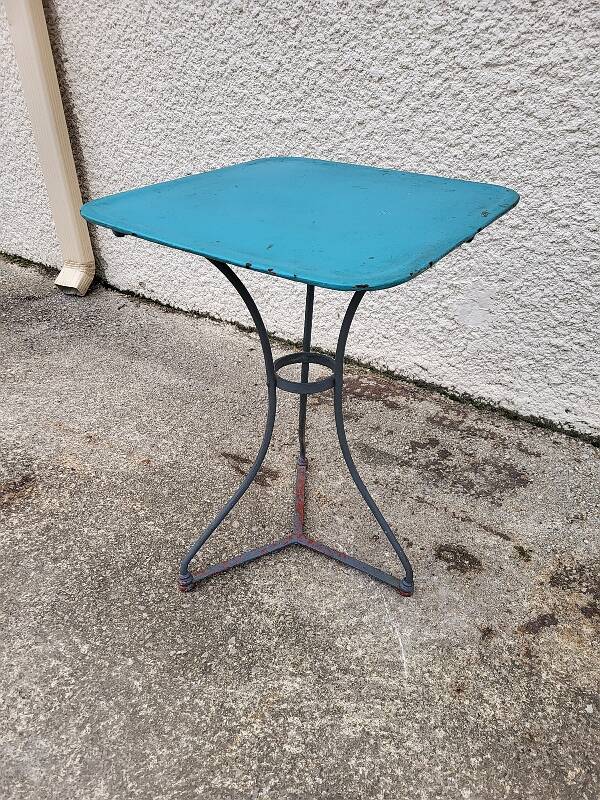 Gueridon de bistrot carre en metal peint n°1 | Selency