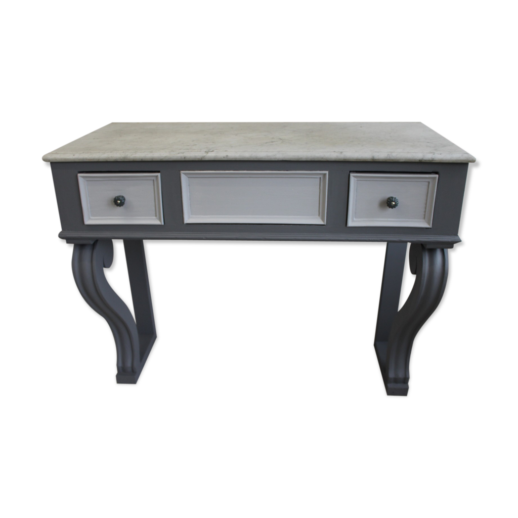 Console ancienne grise dessus marbre Elise | Selency