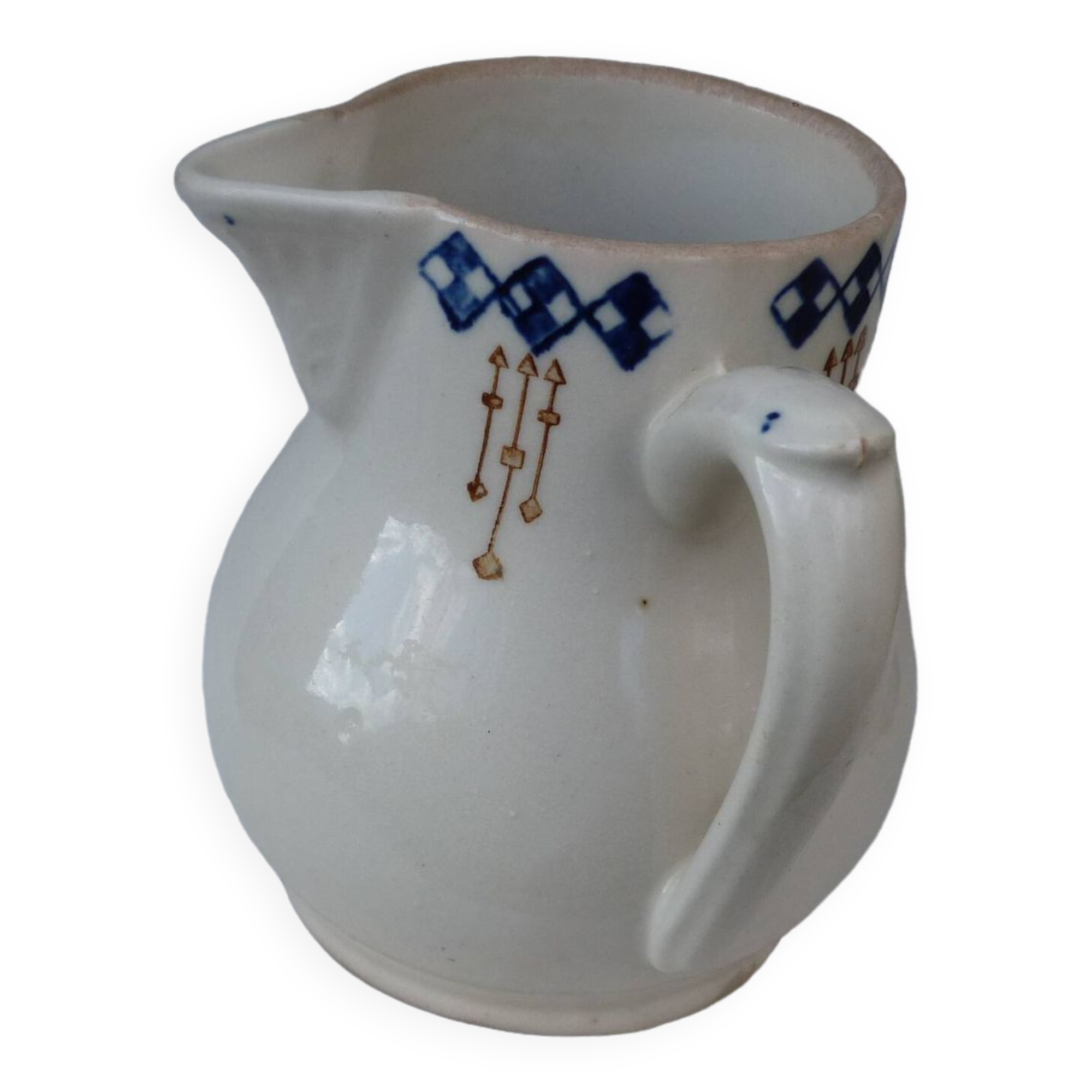 Petit pichet ancien en faience motifs géométriques | Selency
