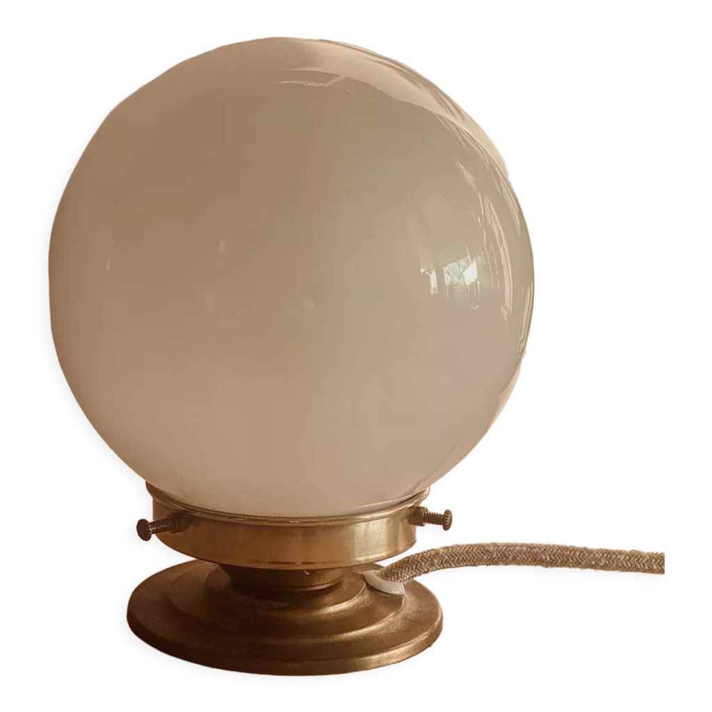 Lampe à poser globe opaline blanc | Selency
