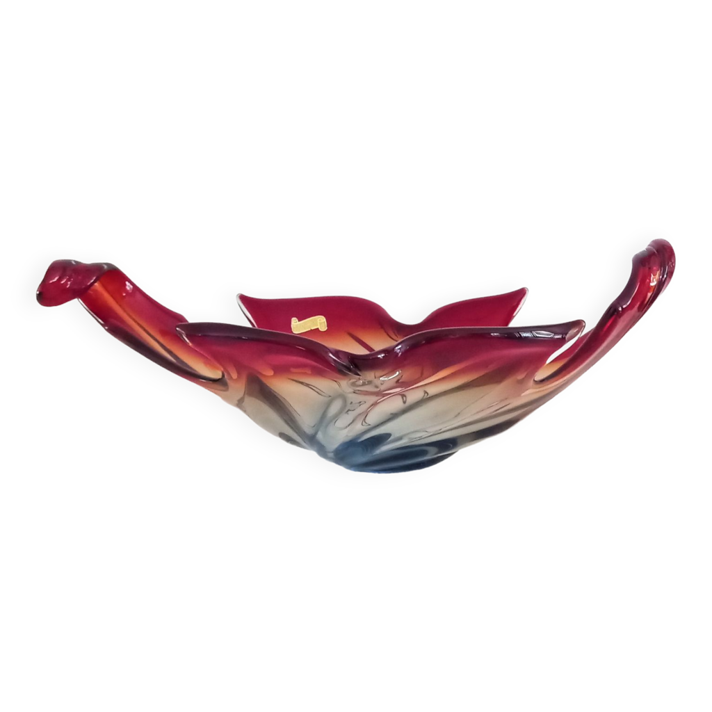 Centre de table murano en verre rouge et fumé | Selency