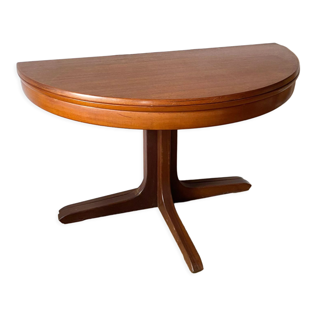 Table demi lune en teck depliable ronde | Selency