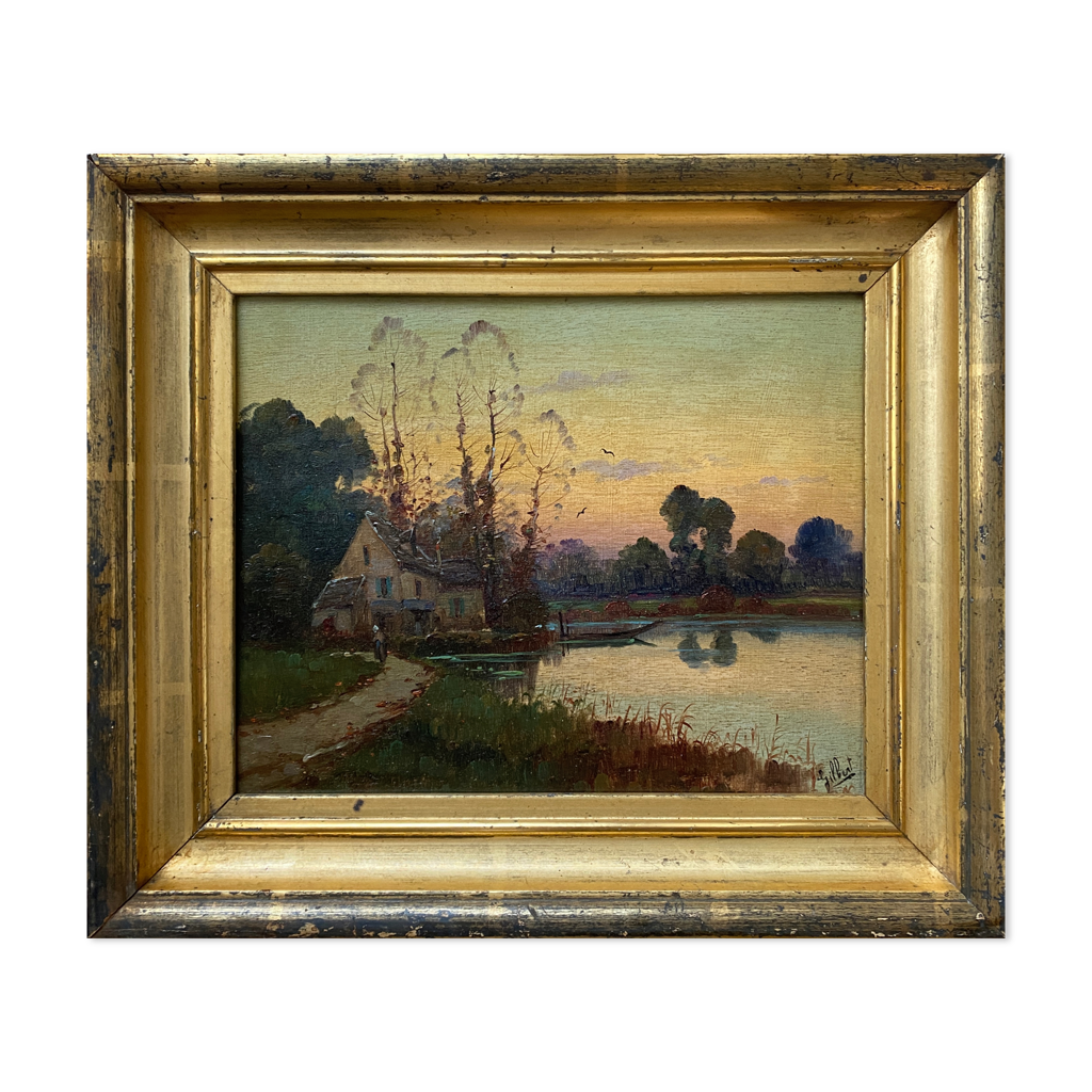Tableau "Paysage impressionniste" signé Glibert, pseudo Karl Kaufmann ...