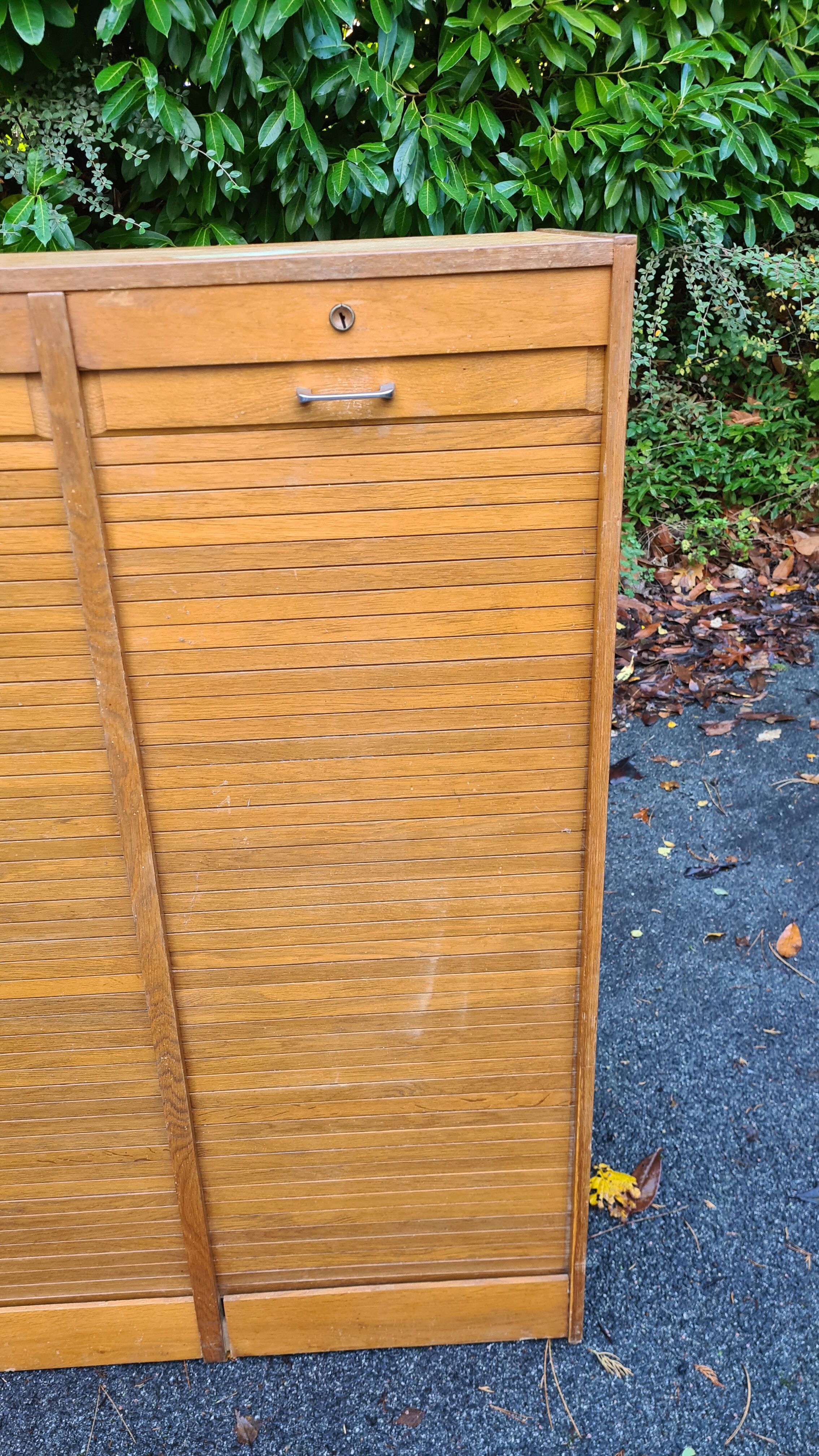 Meuble volet double meuble classeur rideau roulant vintage/1950 | Selency