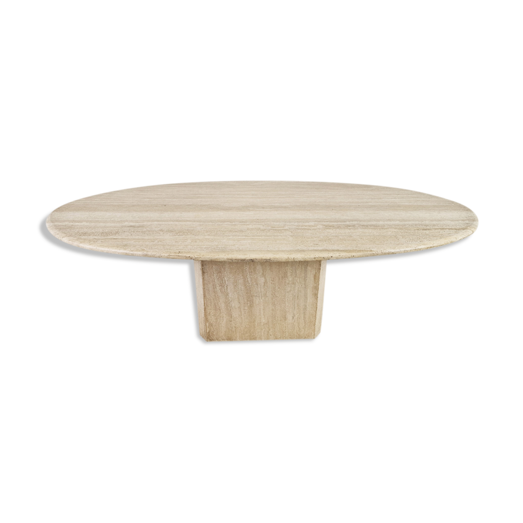 Table à manger en travertin ovale vintage années 1970 | Selency