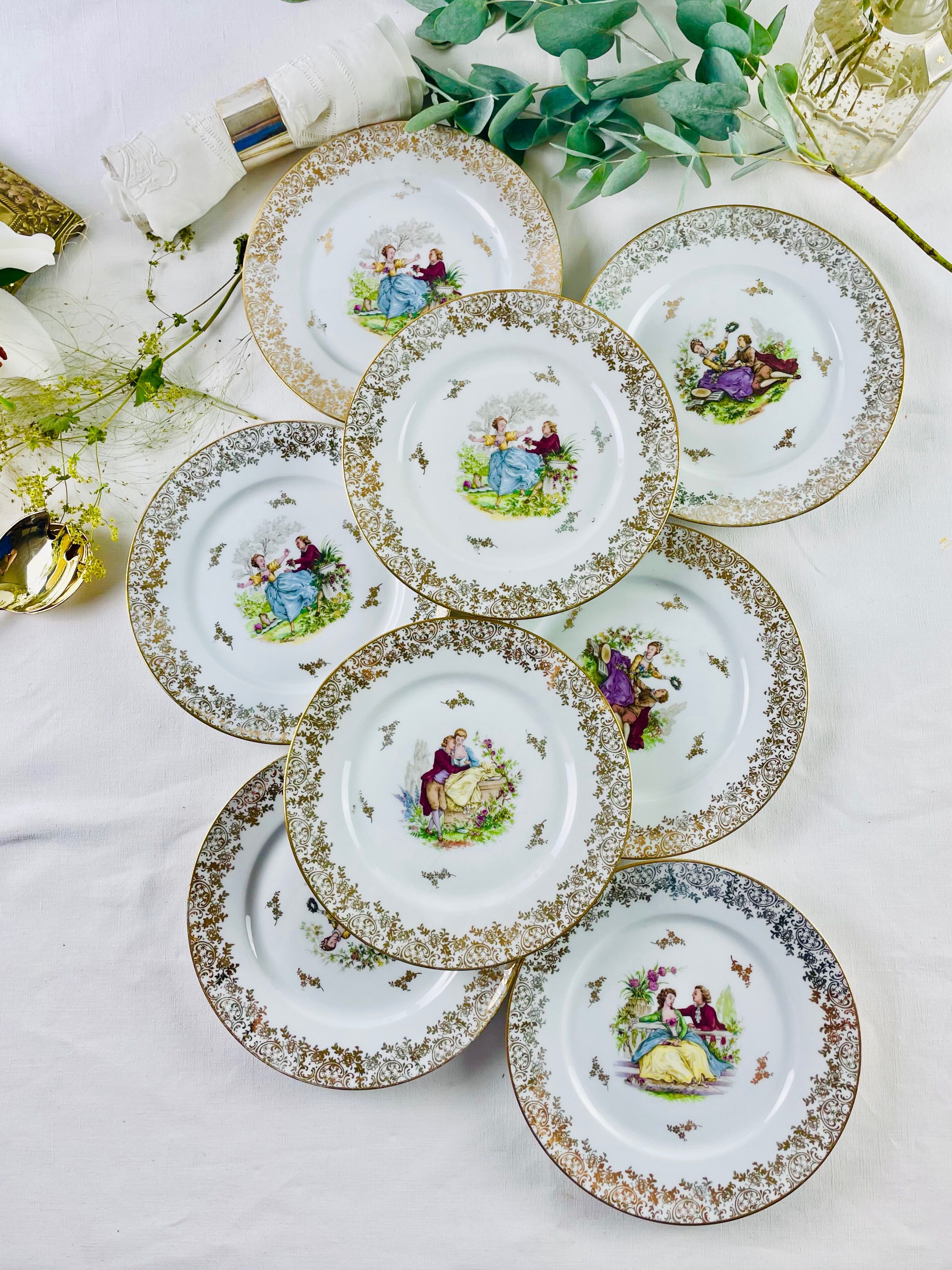 8 assiettes à entremet en porcelaine impériale limoges ets chadelaud ...