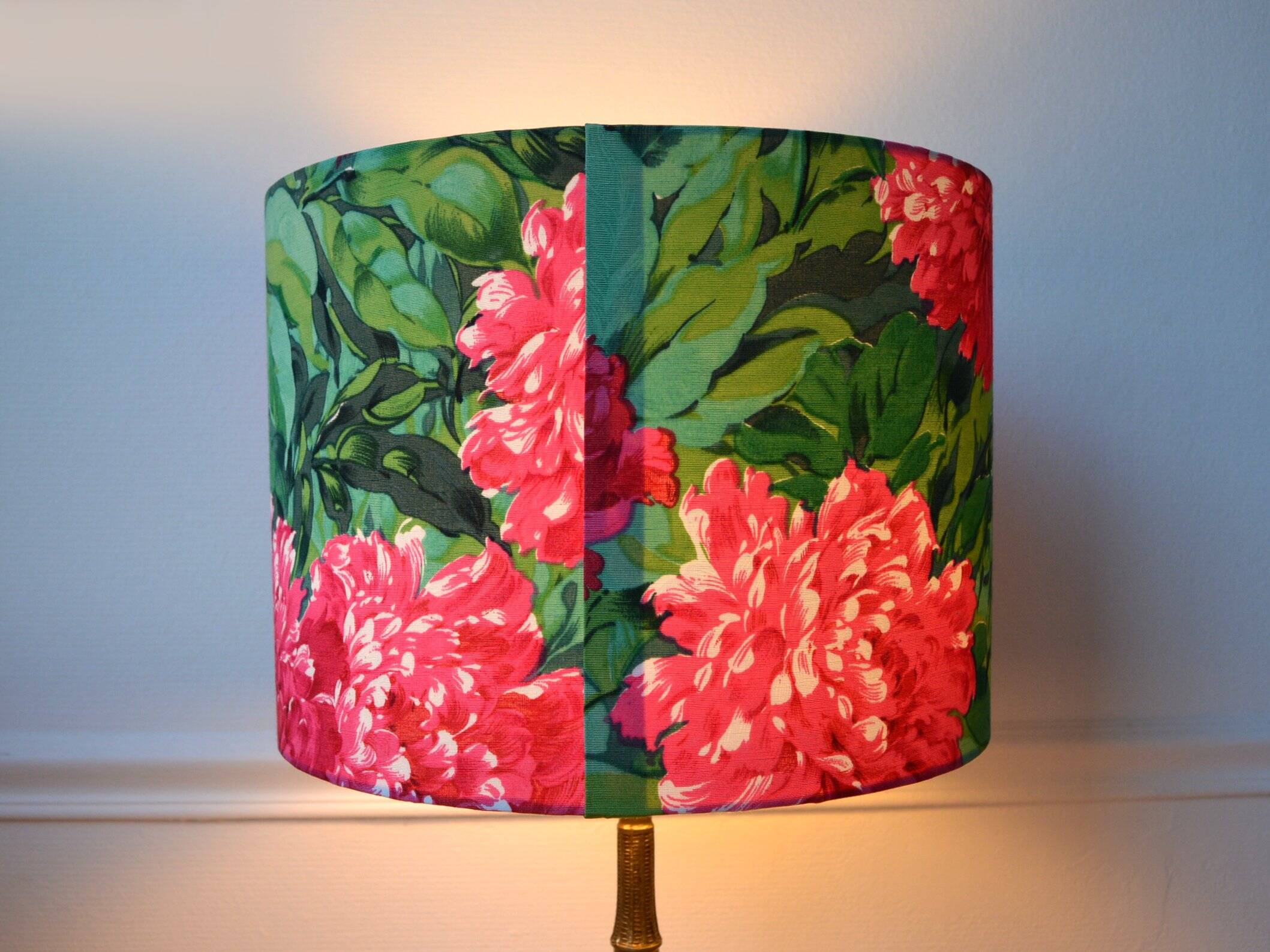 Abat-jour motif pivoines roses | Selency