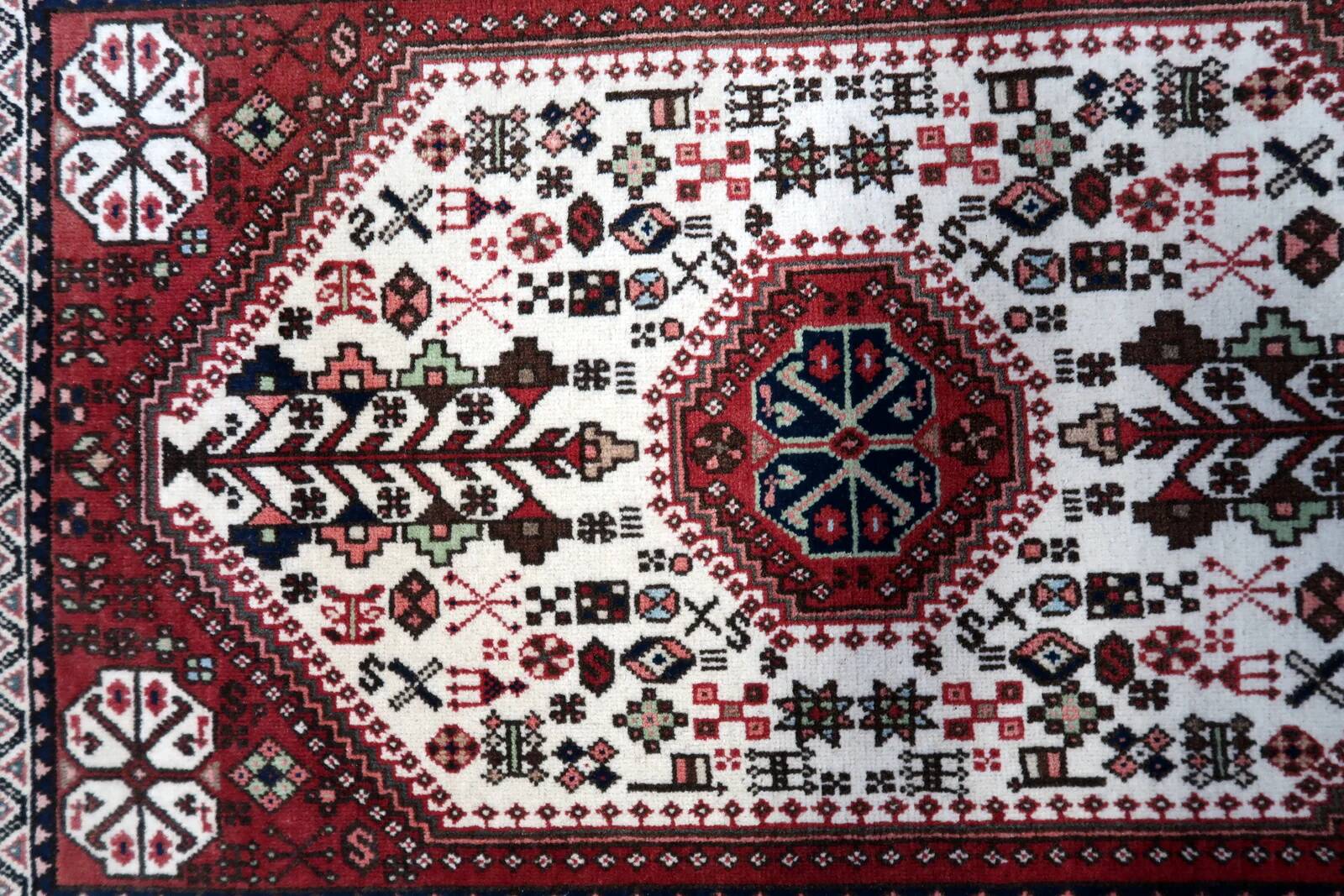 Tapis persan Gashkai vintage fait main, 62 cm x 105 cm, années 1960 ...