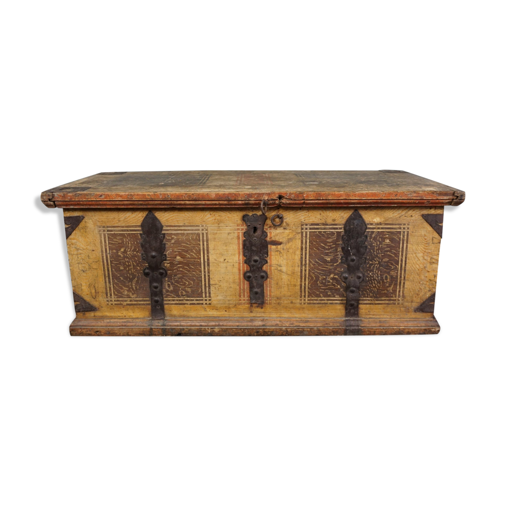 Coffre de mariée décoratif en bois peint | Selency