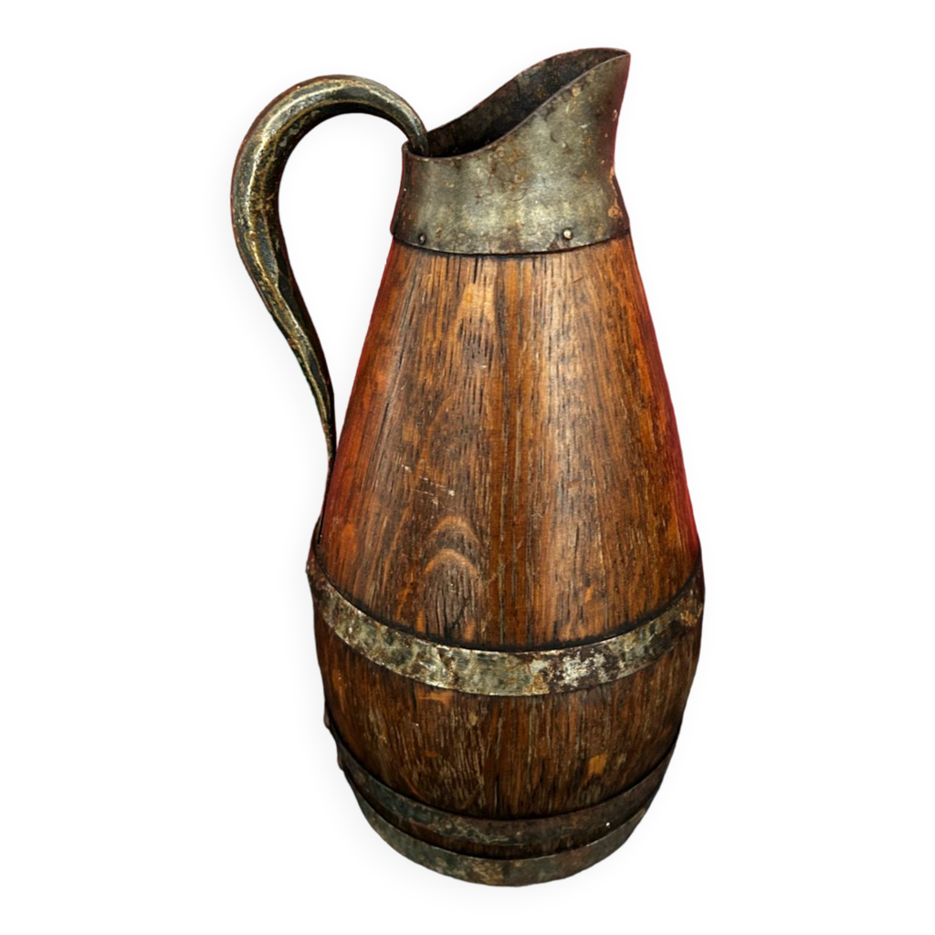 Pichet à vin en bois et métal cerclé | Selency