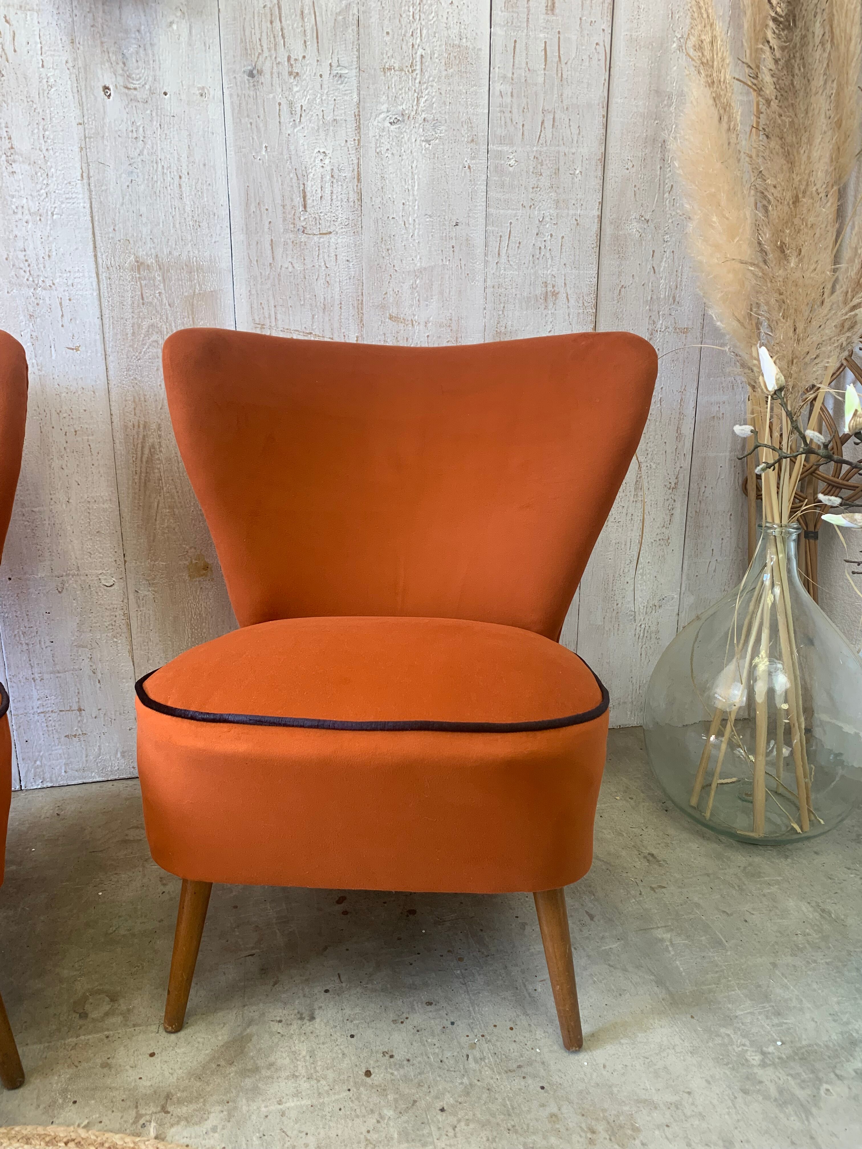 Paire de fauteuils vintage terracotta | Selency