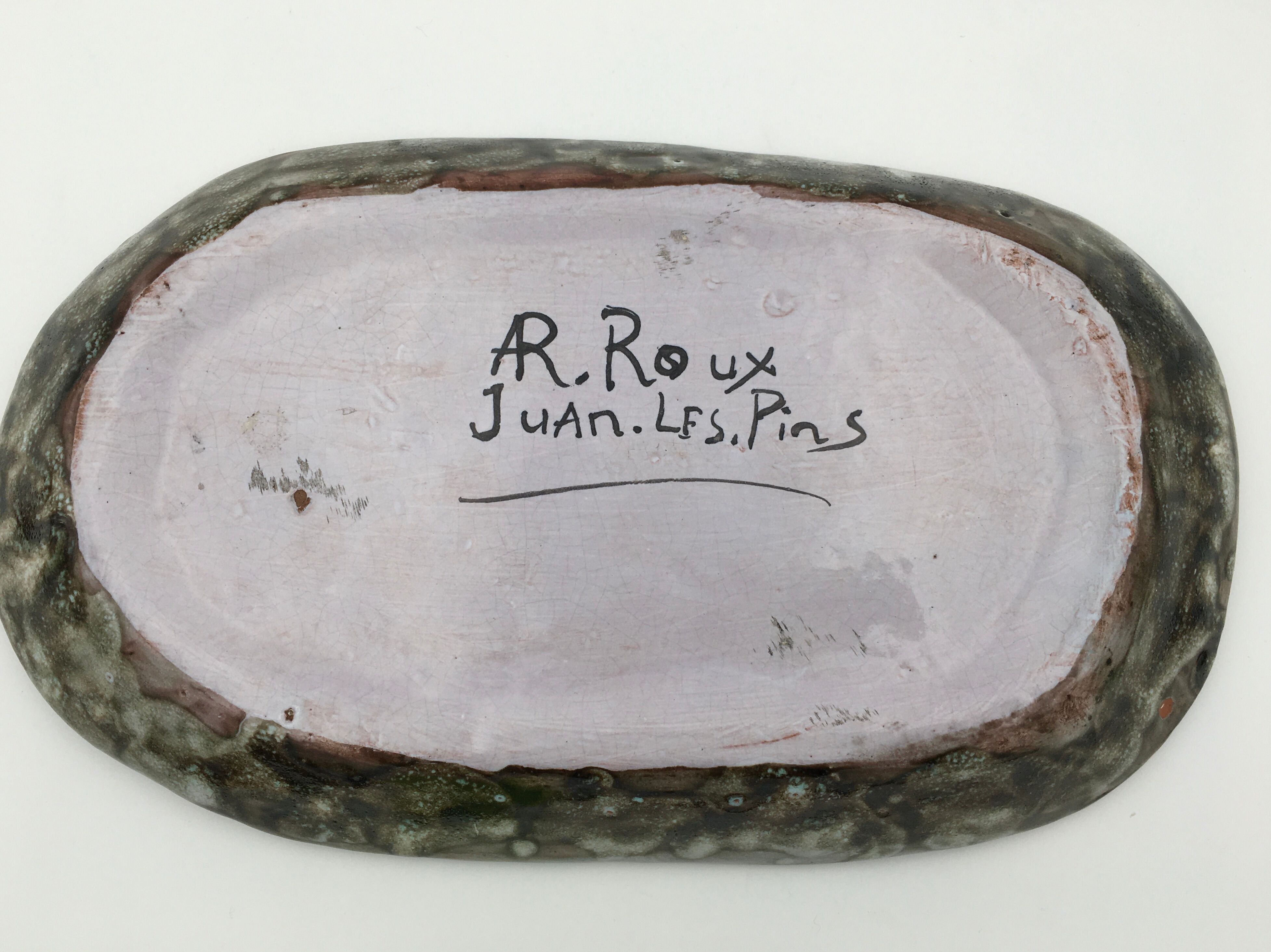 Coupe décorative en céramique émaillée" signée Arlette Roux, Juan-Les ...