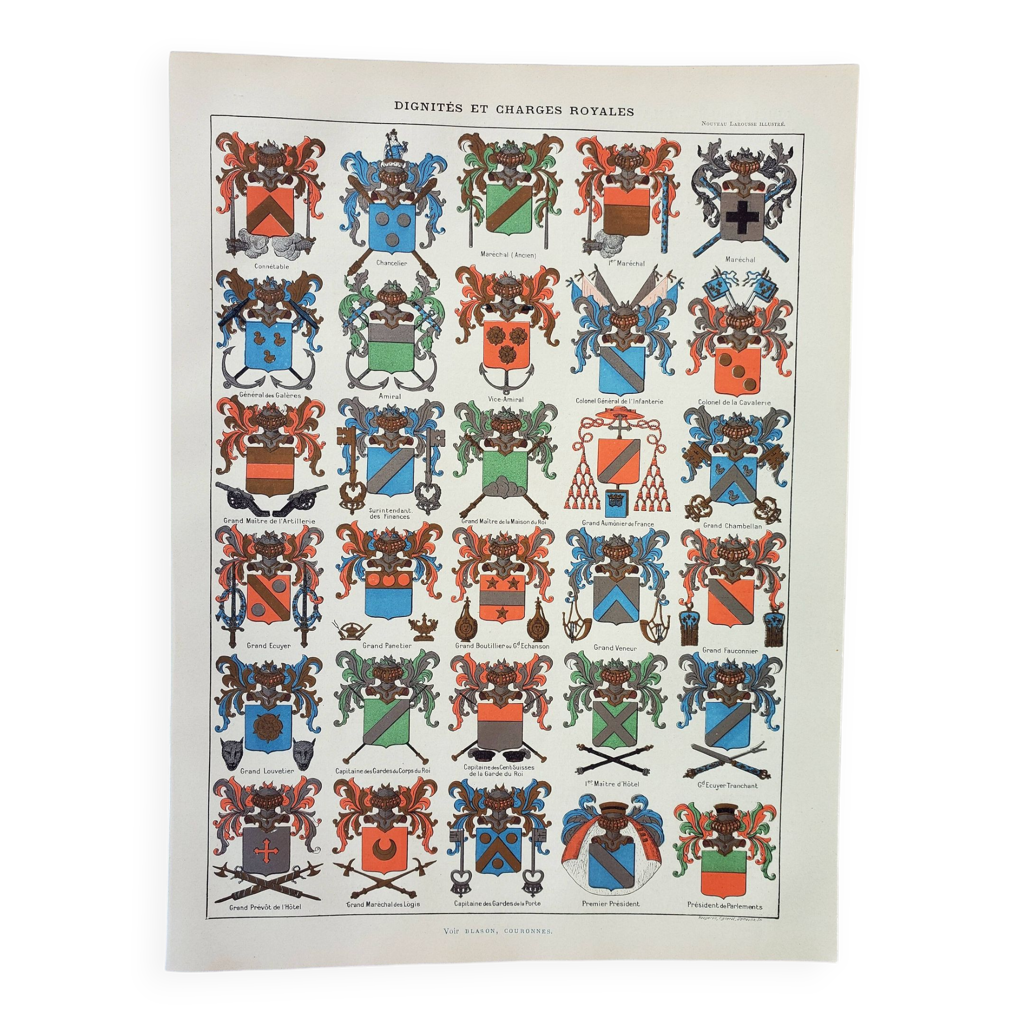 Old engraving 1898, Dignity, heraldic coat of arms 2 • Lithograph ...