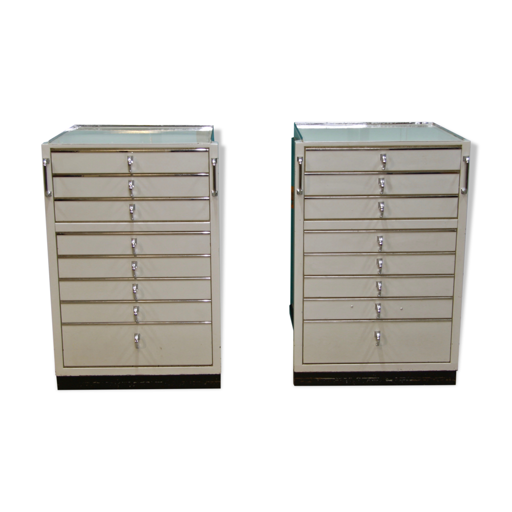 Set of 2 industrial German medical chests with drawers by Baisch, 1950s ...