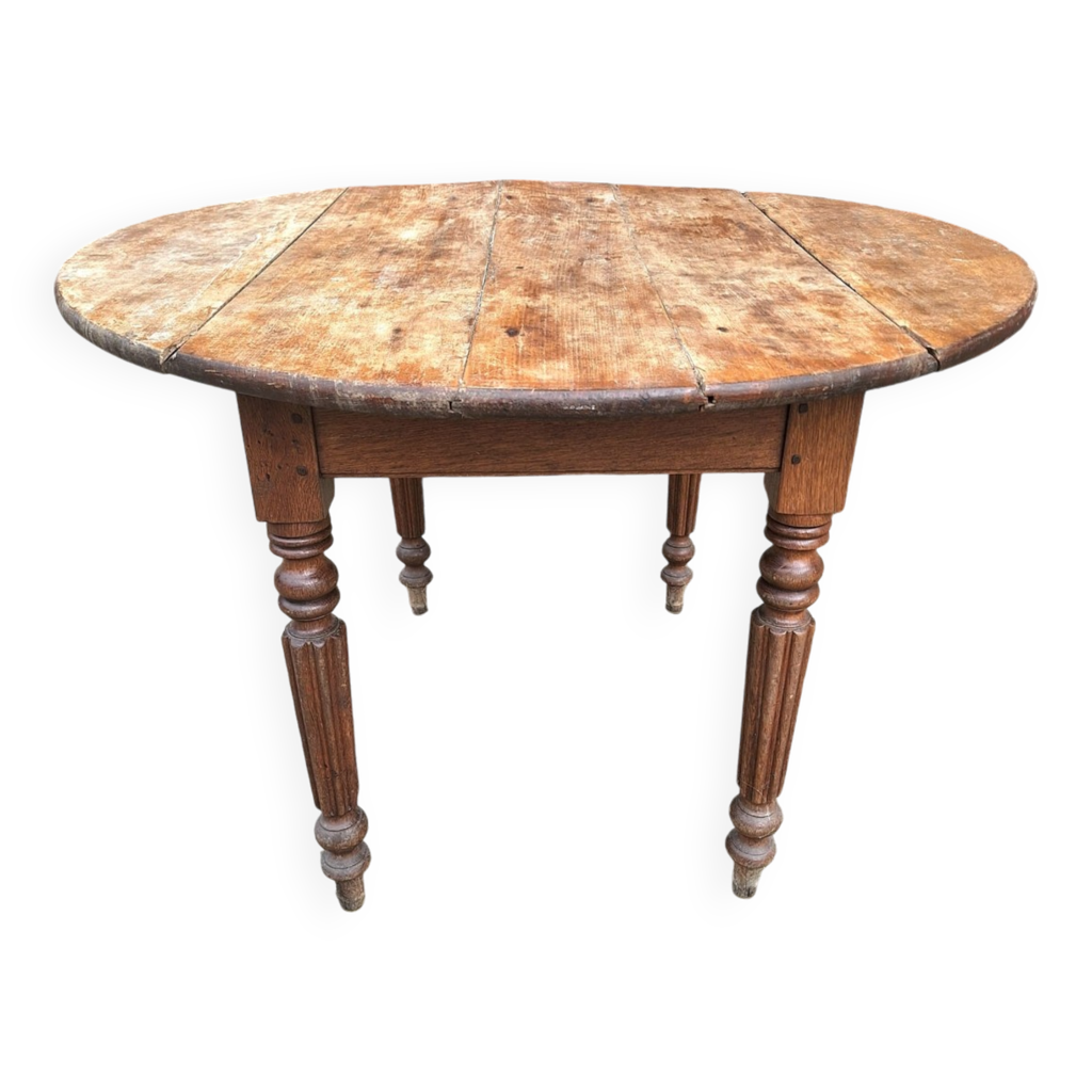 Table ronde ancienne de ferme, meuble vintage modulable | Selency