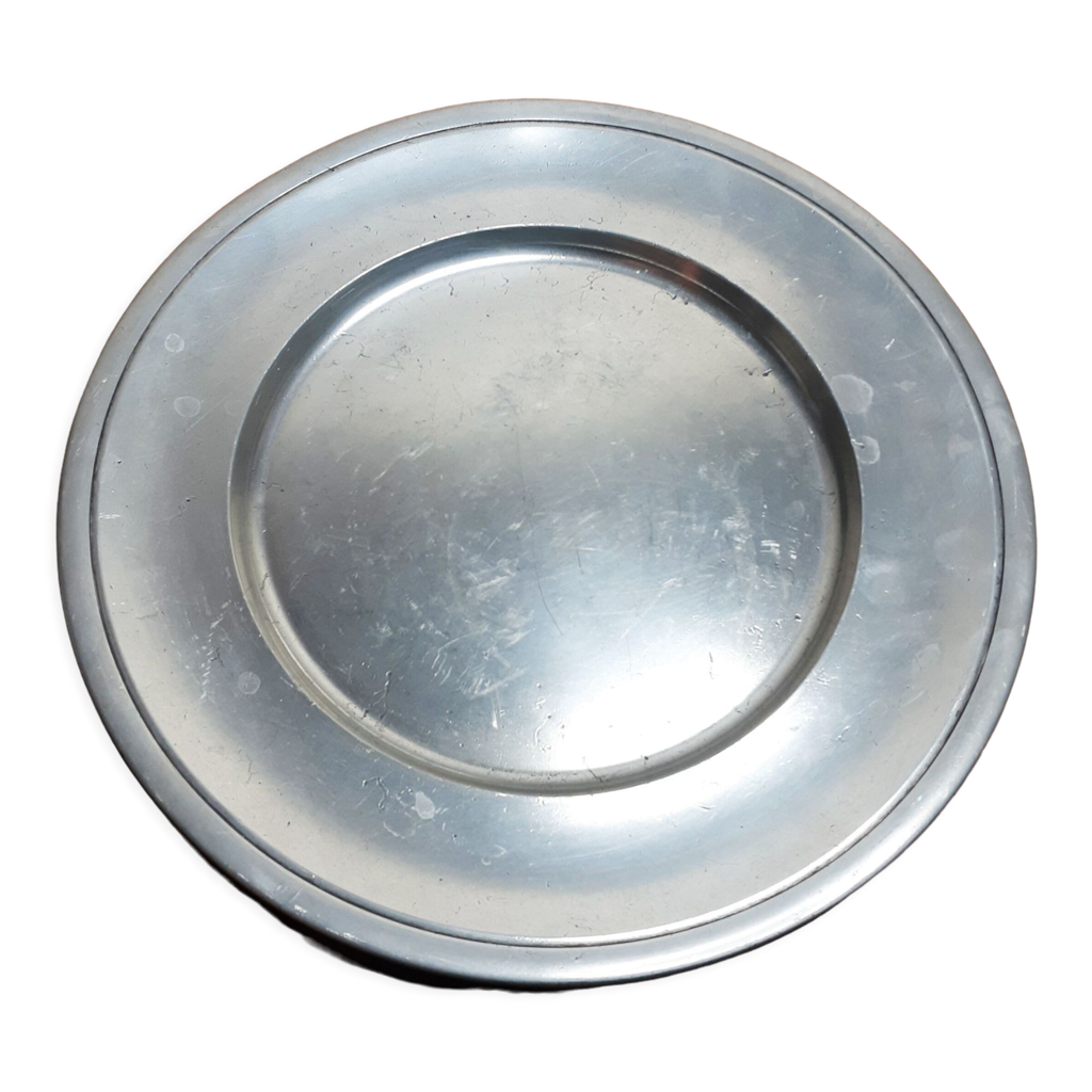 Assiette en étain Les Etains du Manoir diamètre 30 cm, antique français ...