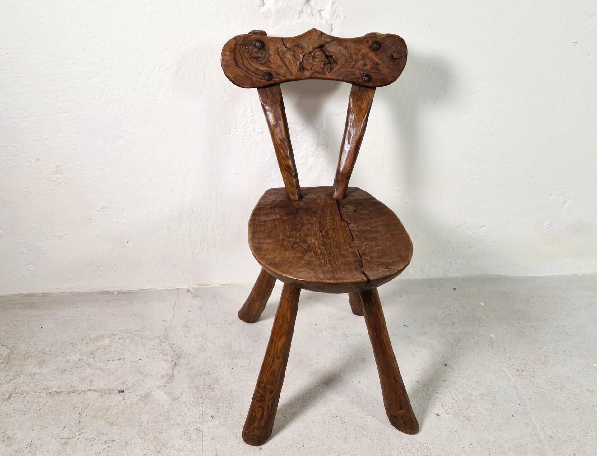 Chaise d'appoint rustique en chêne français, style Alexander Noll ...