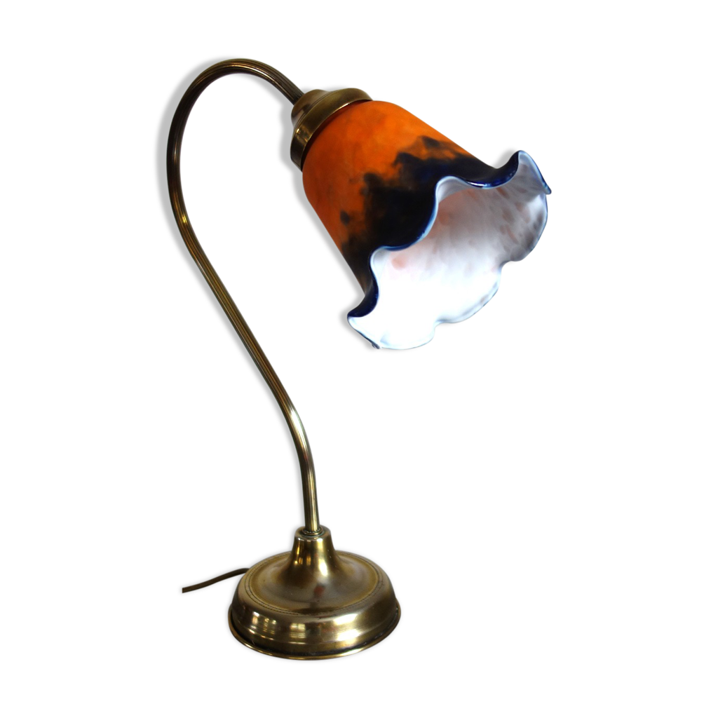 Lampe col de cygne laiton art déco de marque Delmas, 1970 | Selency