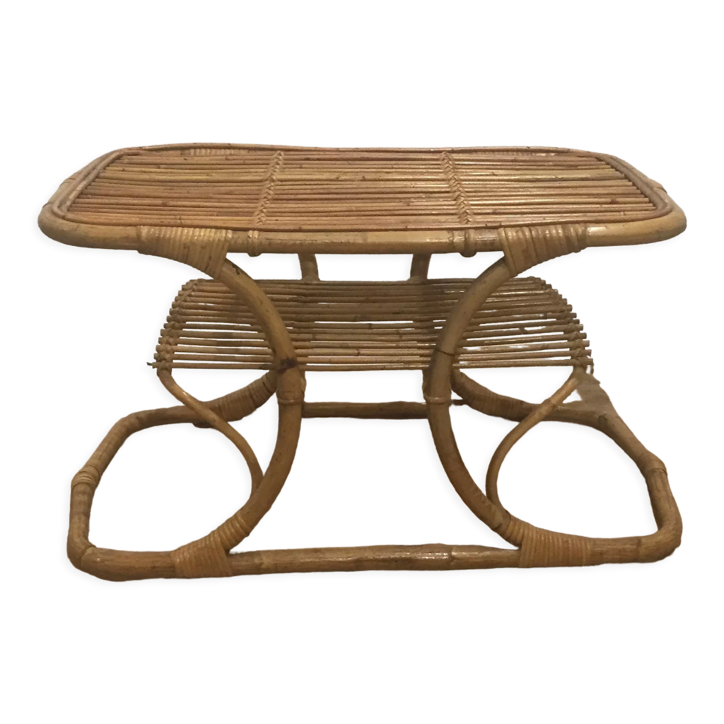 Table basse en rotin années 60 | Selency